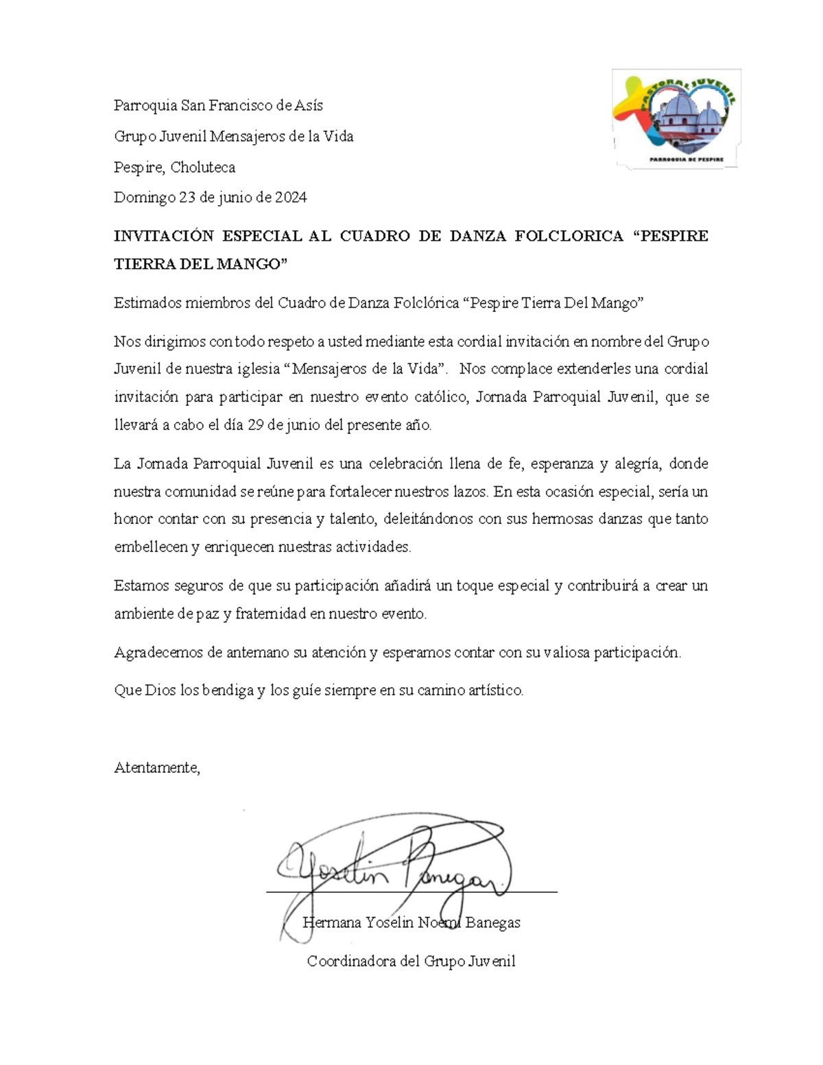 Invitacion Especial Cuadro DE Danza Folclorica Pespire Tierra DEL Mango ...