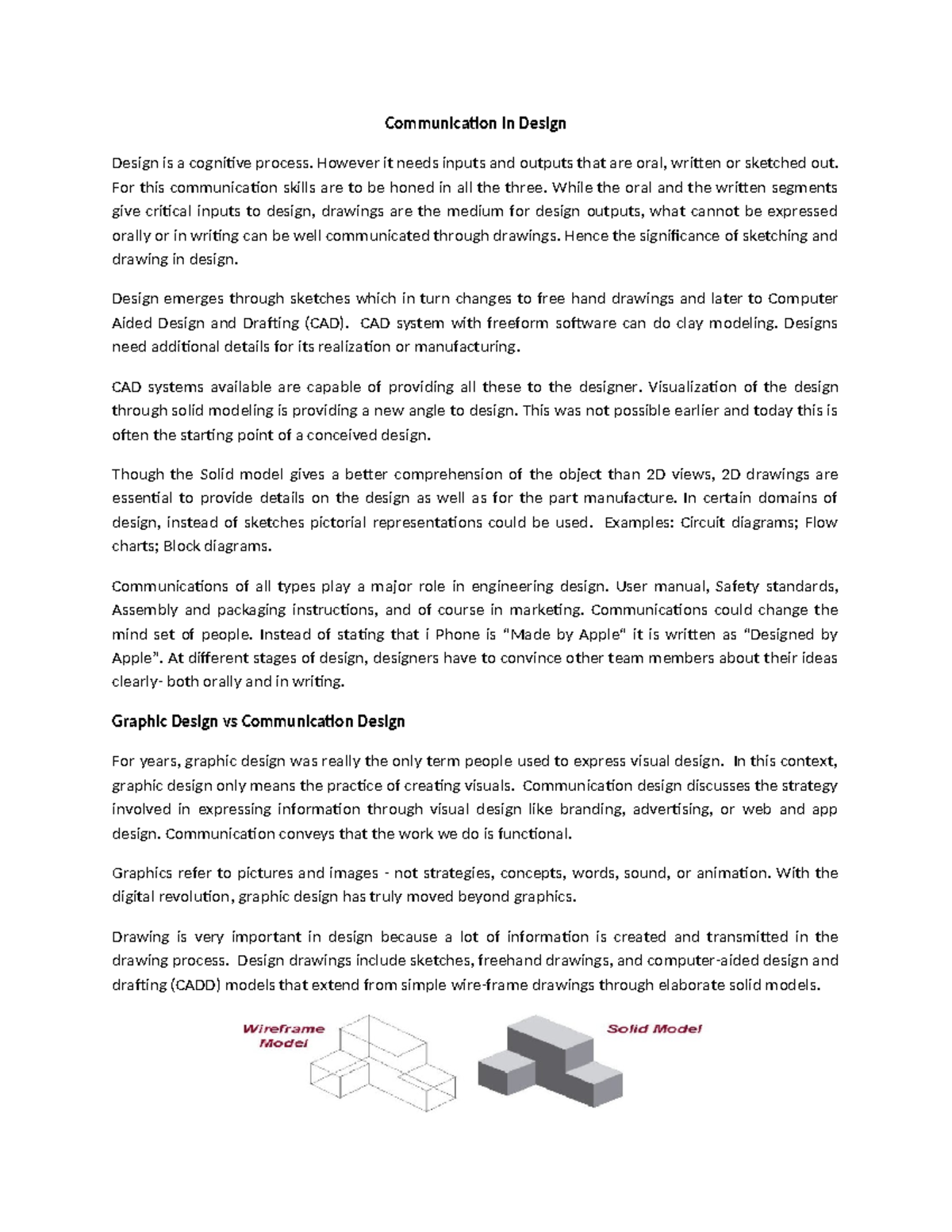 Design and engineering mod 3 - Communication in Design Design is a ...