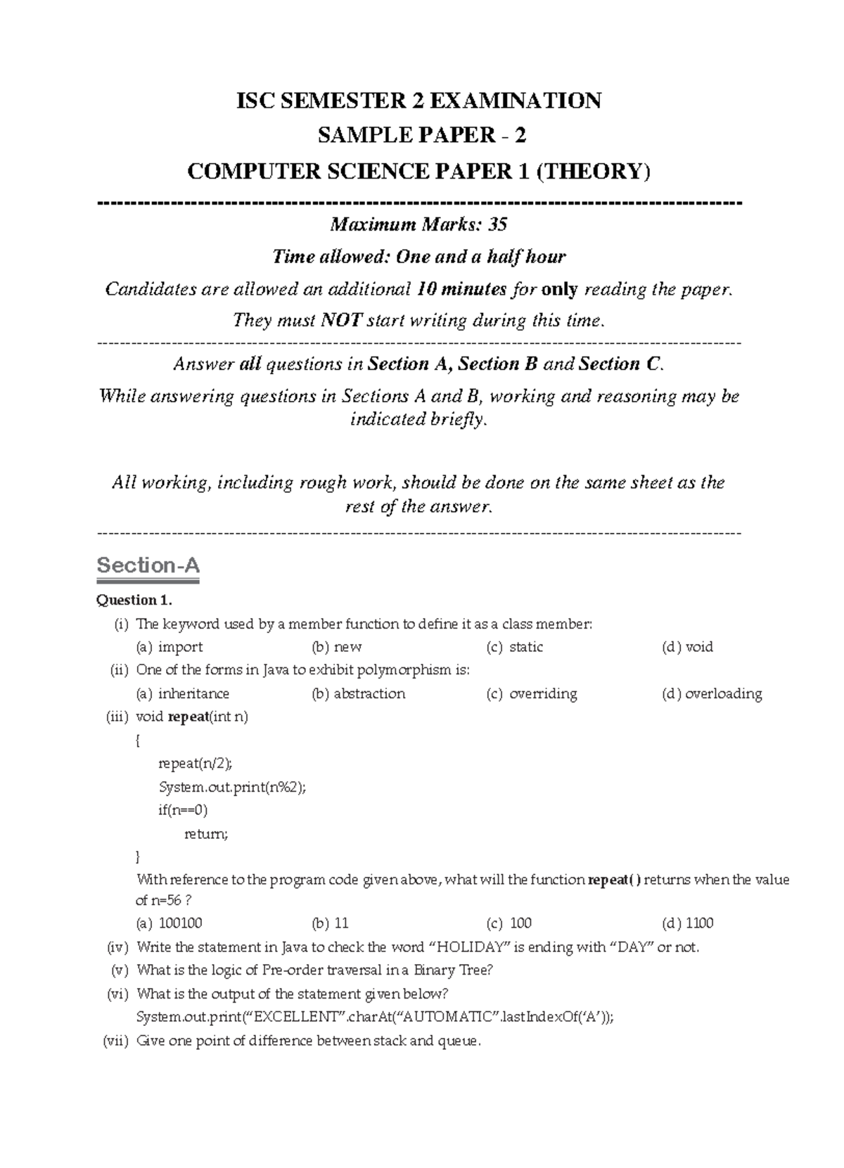 CS 02 - CS 032- Comp Sc Fundamentals (Question patters and figures ...