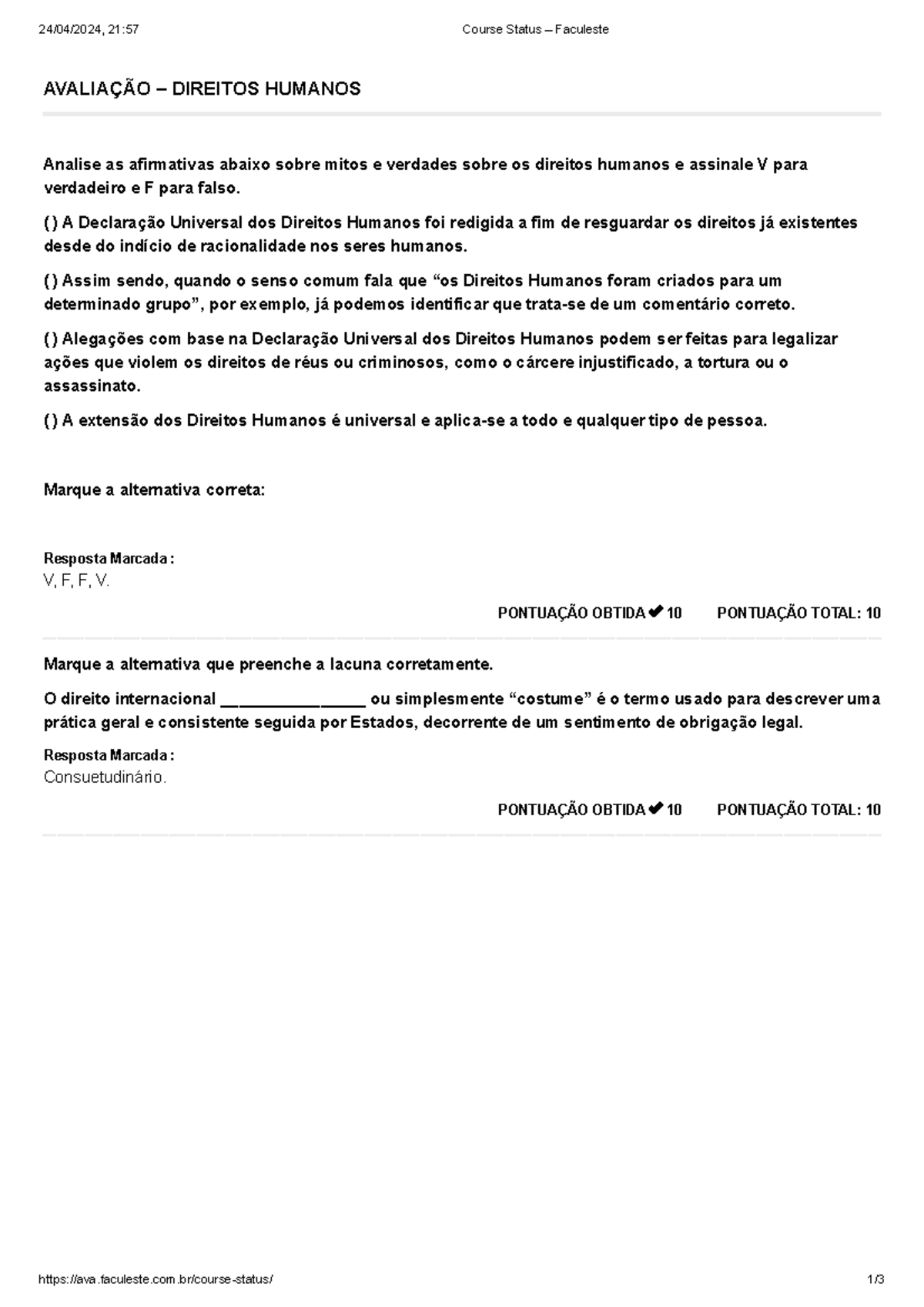 Course Status – Faculeste - 24/04/2024, 21:57 Course Status – Faculeste ...