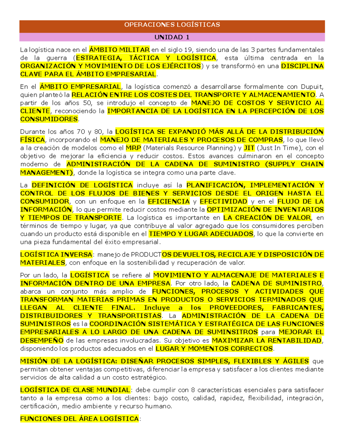 Operaciones Logísticas Resúmen completo para el final - OPERACIONES ...