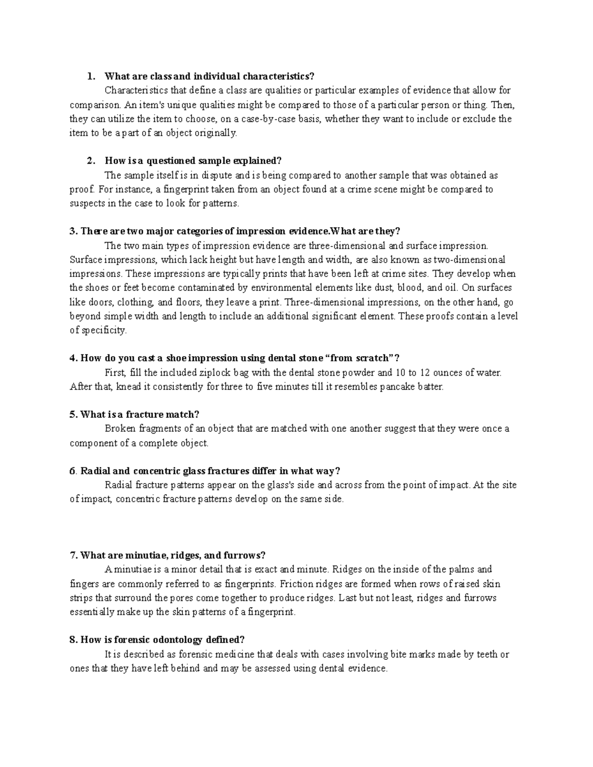 Criminal Investigation Discussions 5 - What are class and individual ...