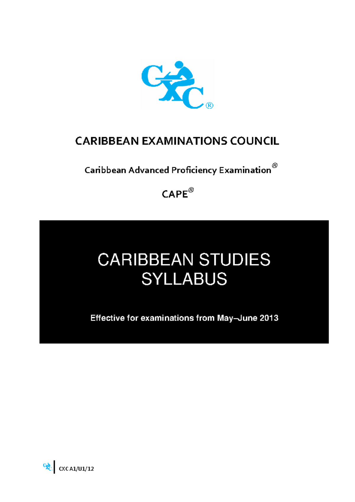 CAPE Caribbean Studies Syllabus - CARIBBEAN EXAMINATIONS COUNCIL ...