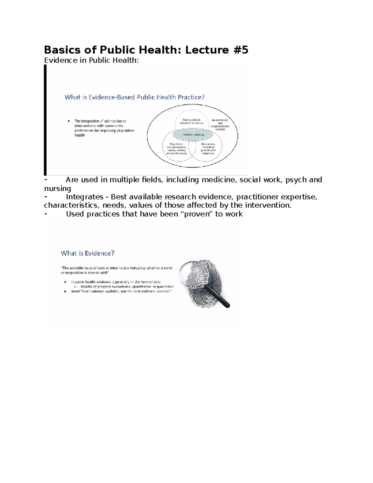 Basics of Public Health - Lecture #5 - Basics of Public Health: Lecture ...