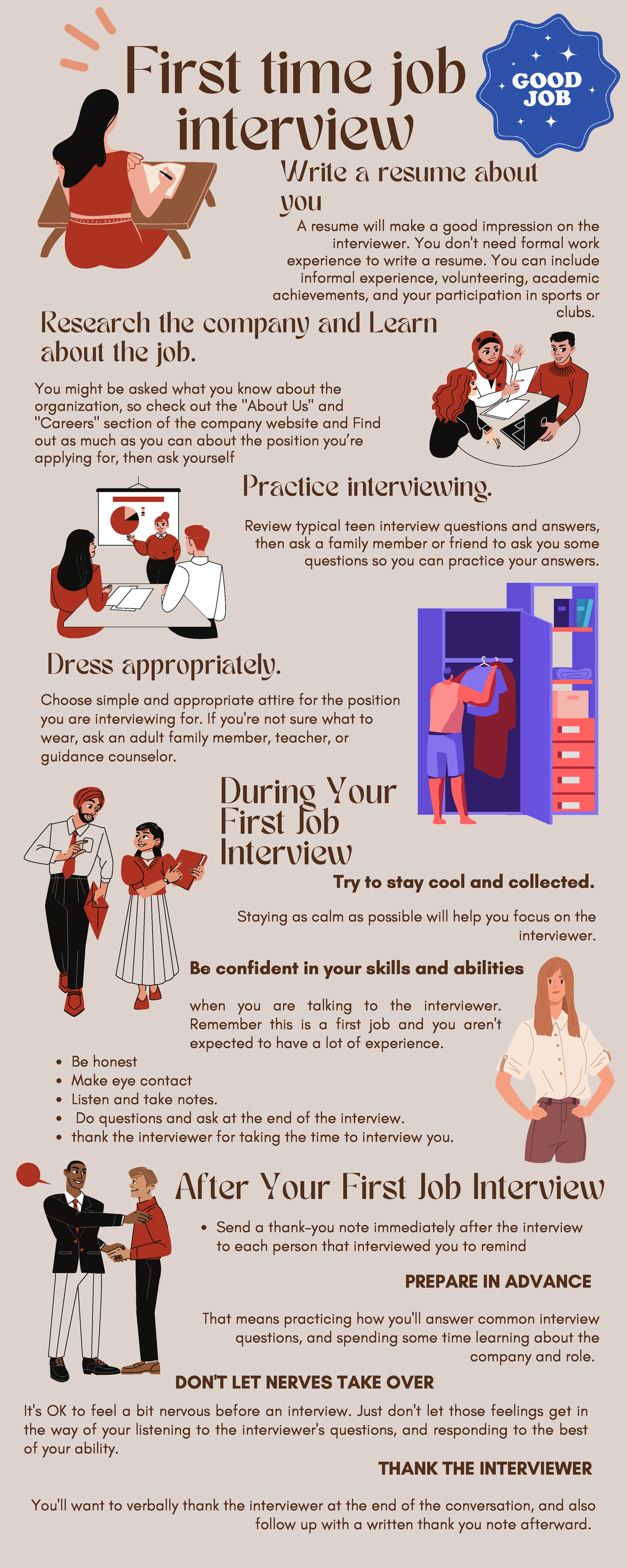 First-time job interview - infografía mi primera entrevista - Dress ...