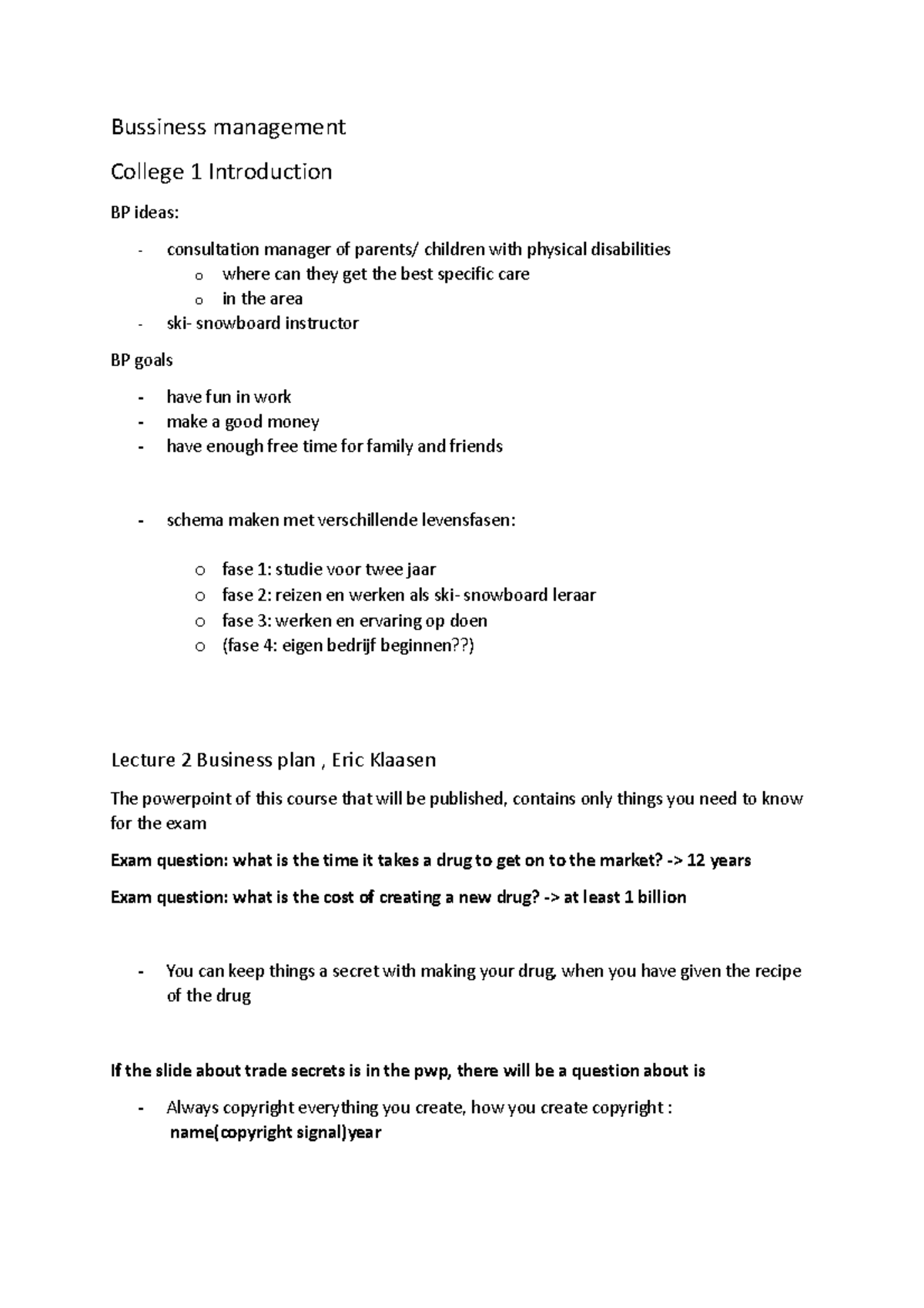 Bussiness management lectures - Bussiness management College 1 ...