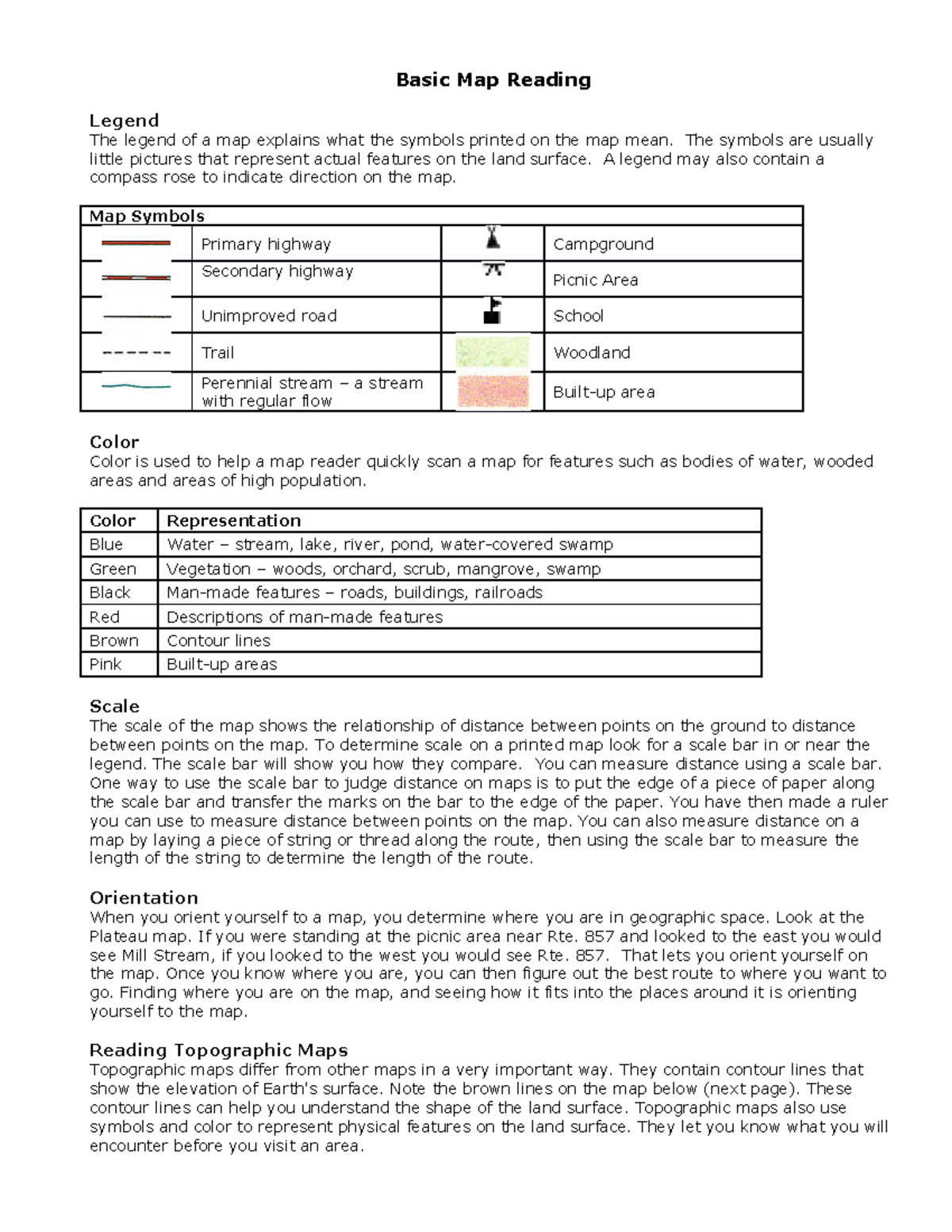 Basic Map Reading Homework - Basic Map Reading Legend The legend of a ...