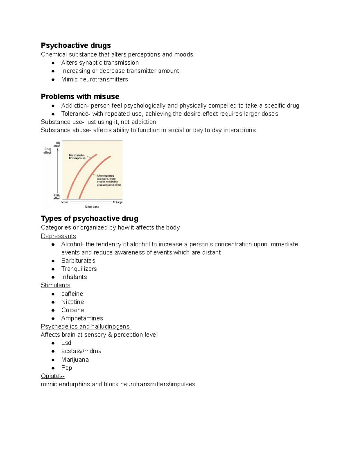 Chapter 6: Consciousness- Drugs Lecture Notes - Psychoactive drugs ...