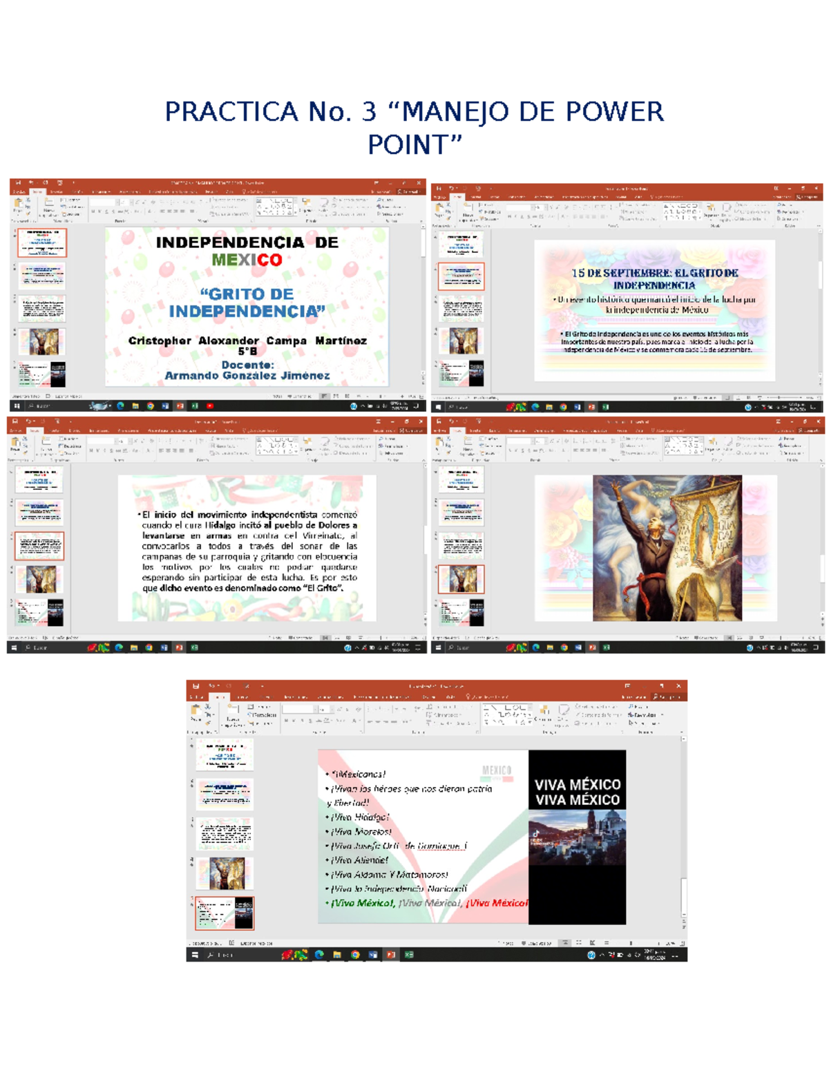 Practica No. 3 Manejo DE Power Point - PRACTICA No. 3 DE POWER INDEPENDENCIA DE MEXICO 15 DE ...