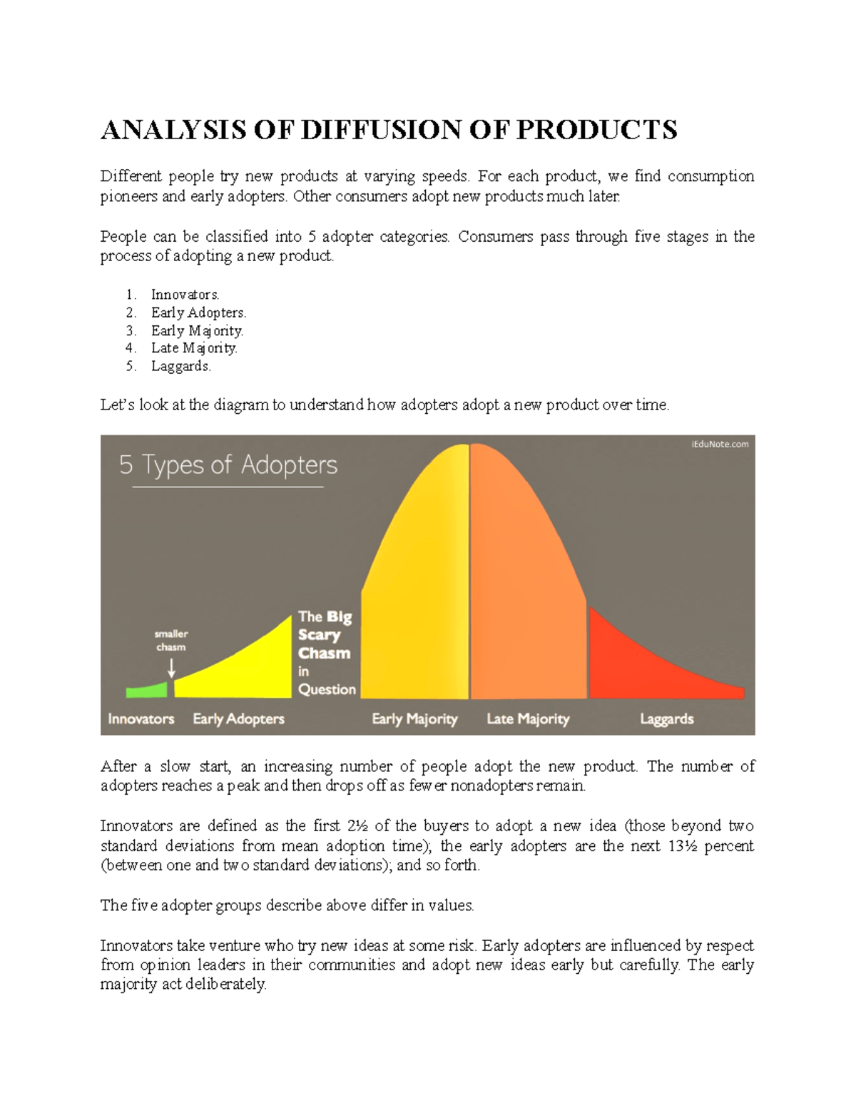 Analysis OF Diffusion OF Products - ANALYSIS OF DIFFUSION OF PRODUCTS ...