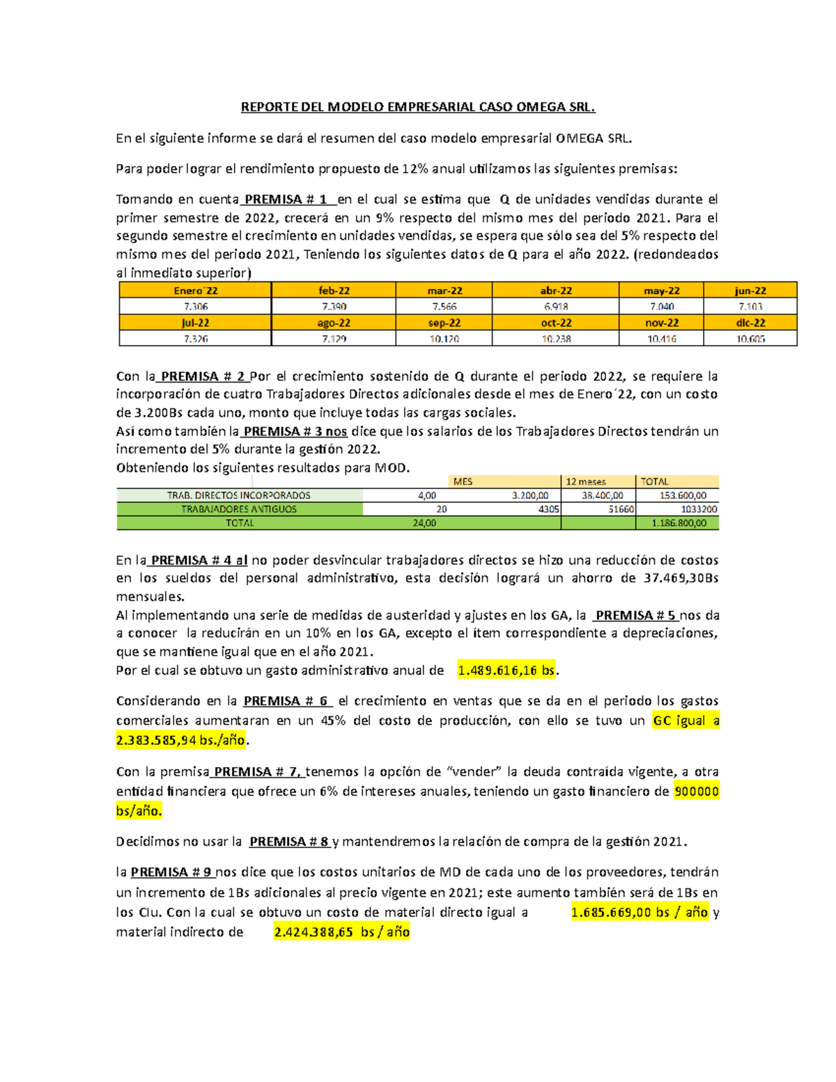 Reporte DEL Modelo Empresarial CASO Omega SRL - Evaluación De Proyectos ...