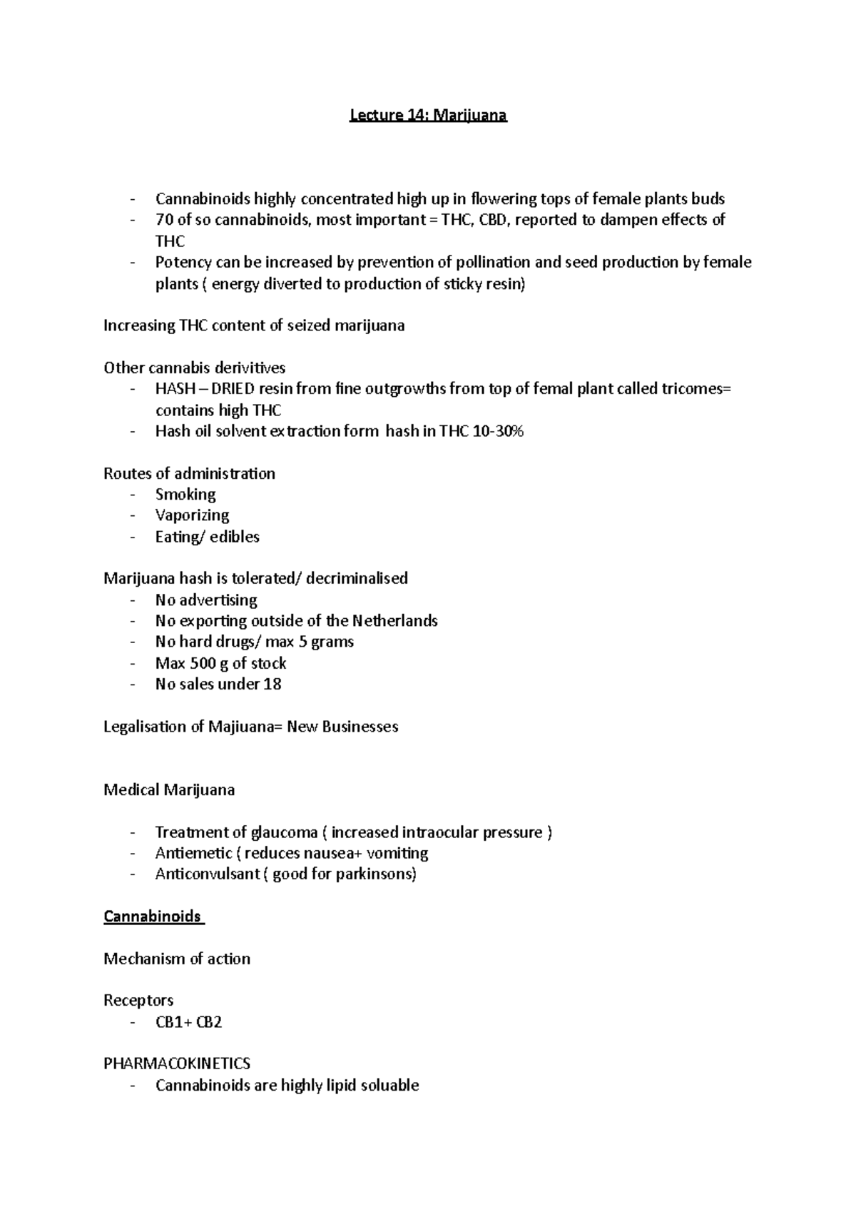 Cannabis and Pharmacokinetics - Lecture 14: Marijuana Cannabinoids ...