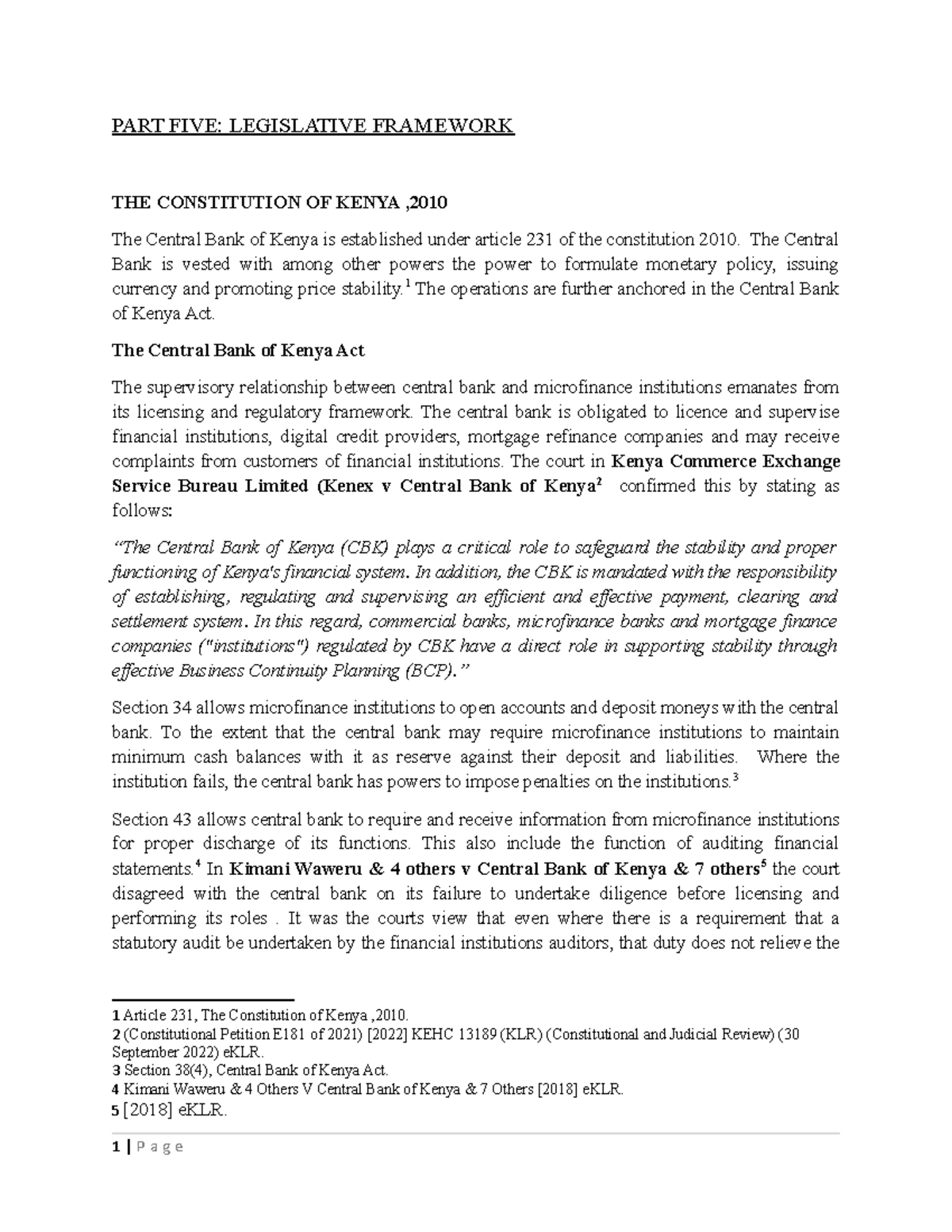 PART FIVE Legislative Framework - PART FIVE: LEGISLATIVE FRAMEWORK THE ...