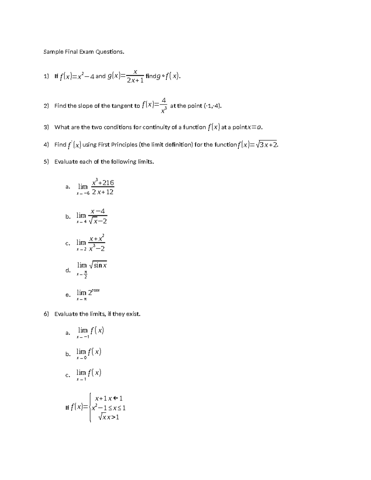384262423 MCV4U Sample Final Exam Questions - Sample Final Exam ...