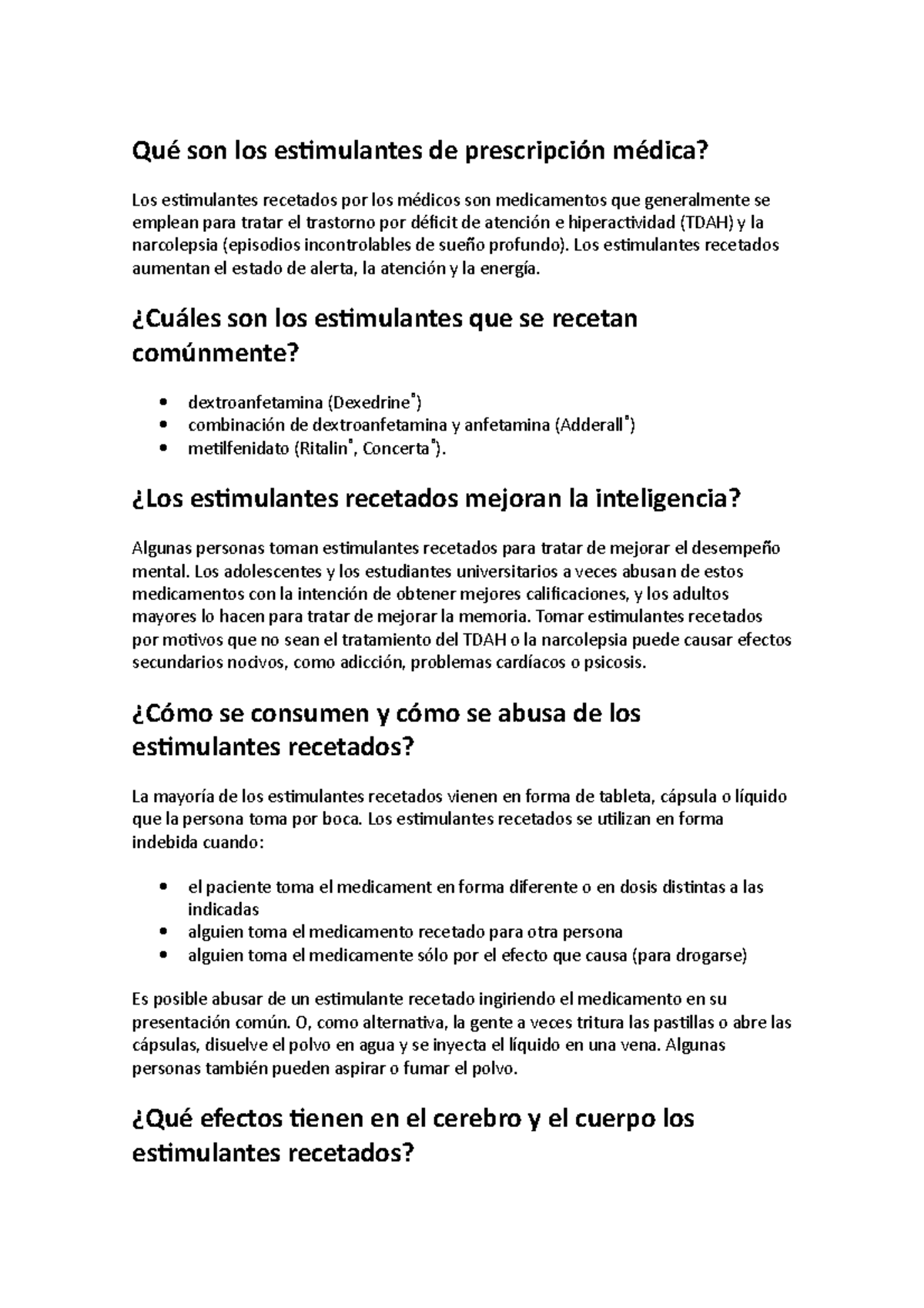 Qué son los estimulantes de prescripción médica - Qué son los ...