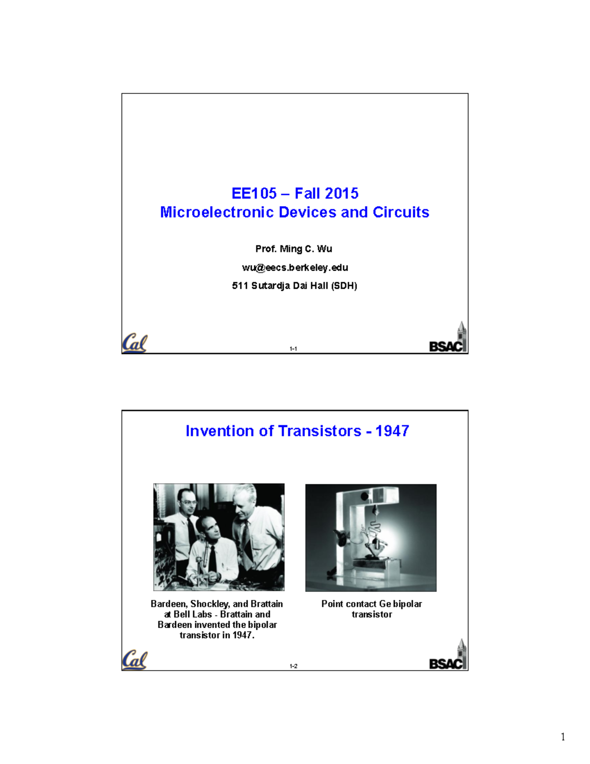 EE105 – Fall 2015 Microelectronic Devices and Circuits - 1- EE105 ... EE105 – Fall 2015 Microelectronic Devices and Circuits - 1- EE105 ...
