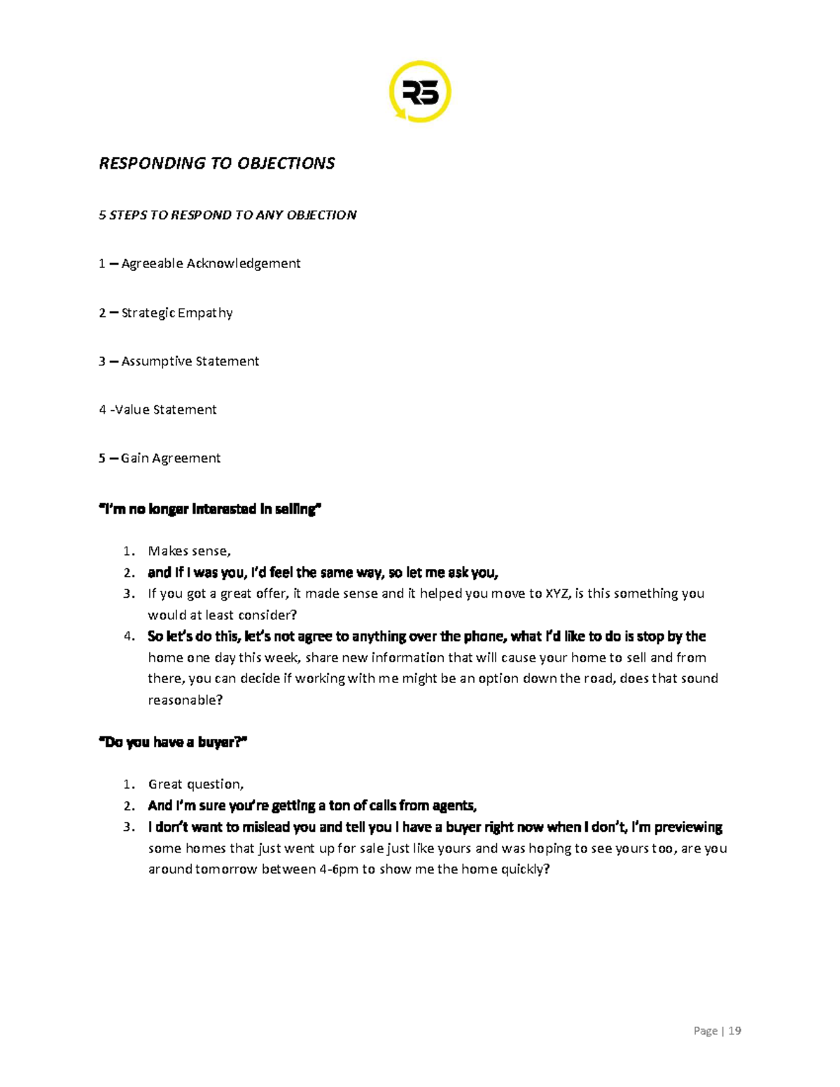 Objection Handling of cold calling - RESPONDING TO OBJECTIONS 5 STEPS ...