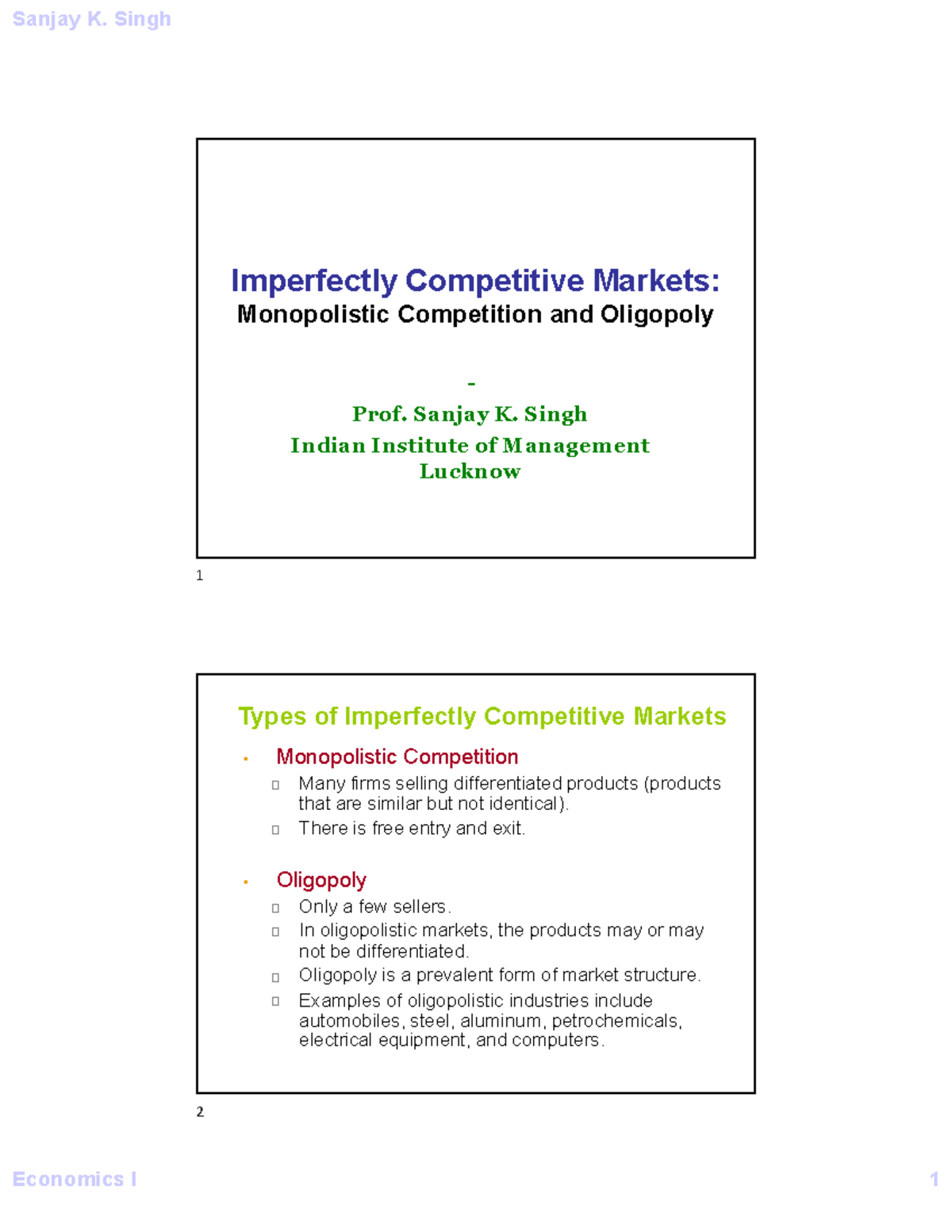 Sessions 15to17 - micro eco - Imperfectly Competitive Markets ...