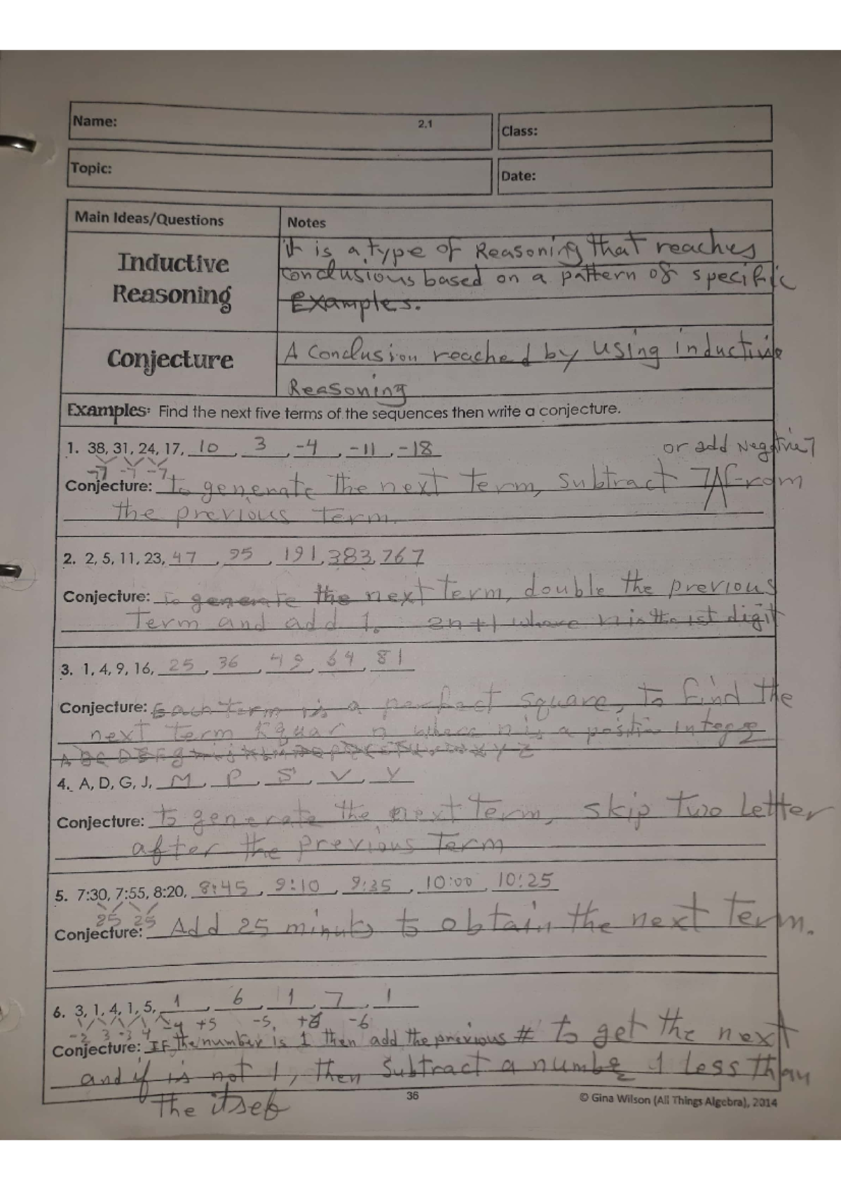 Geo-Unit 2(Completed Notes) - Name: 2 Class: Topic: Date: Main Notes ...