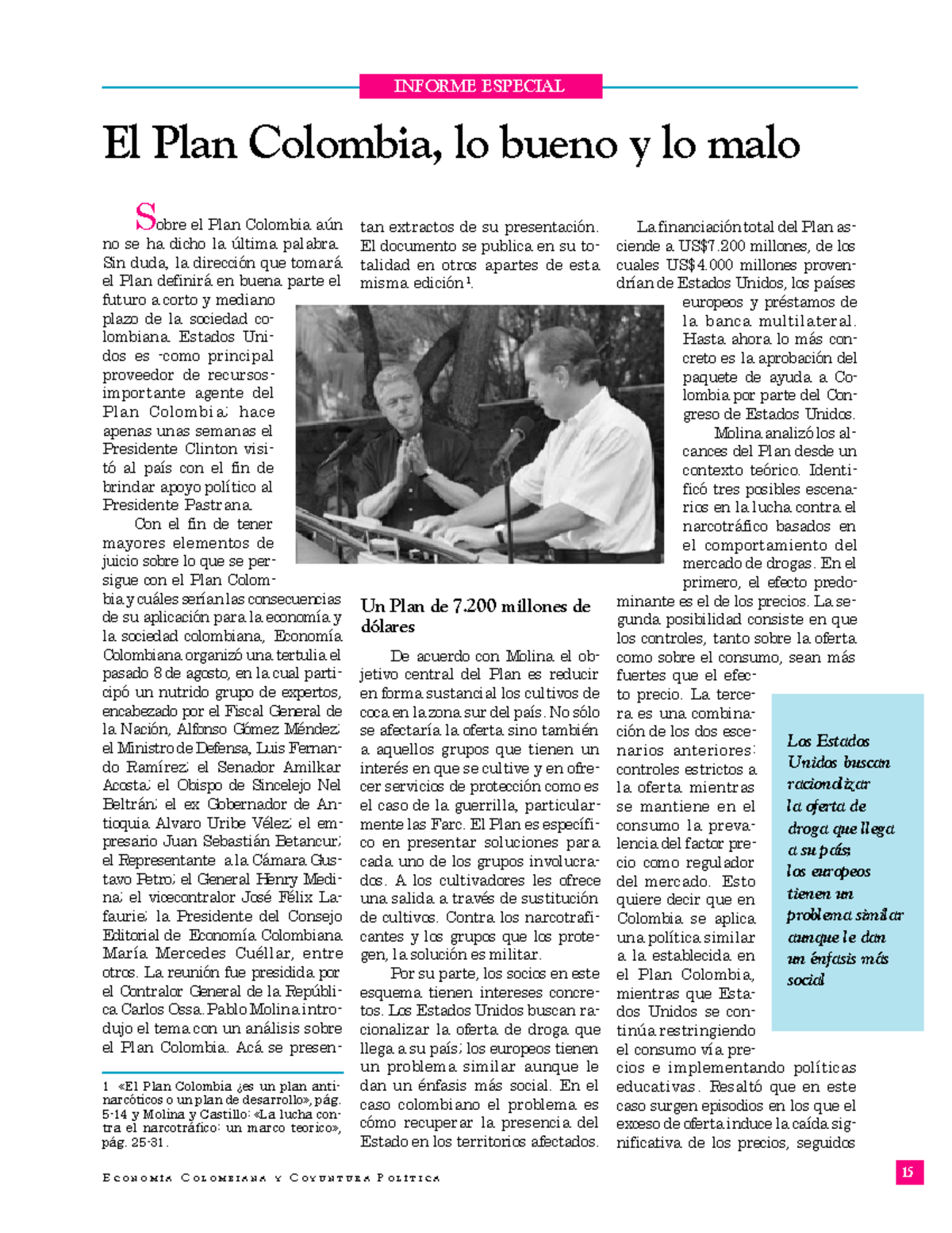 el plan colombia, lo bueno y lo malo - ECONOMÍA COLOMBIANA Y COYUNTURA ...