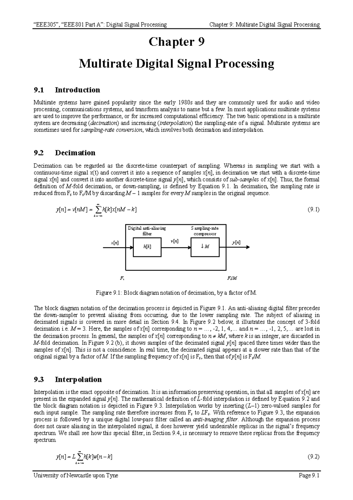 Chapter 9 - Nsnakakabsbx isuajwnaia suajans - Chapter 9 Multirate ...