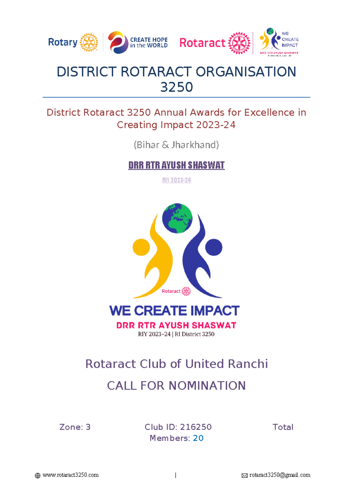Signature Project 1 - practice - DISTRICT ROTARACT ORGANISATION 3250 District Rotaract 3250 ...