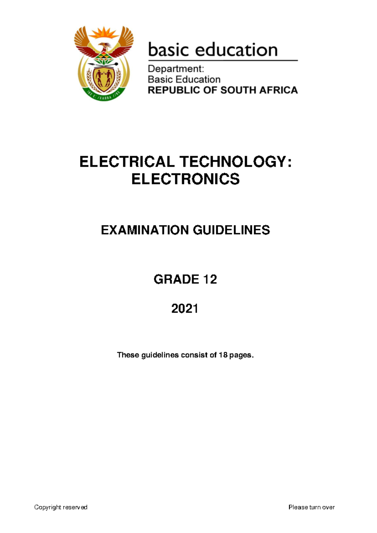 Electrical Technology GR 12 Exam Guidelines (Electronics) 2021 Eng ...