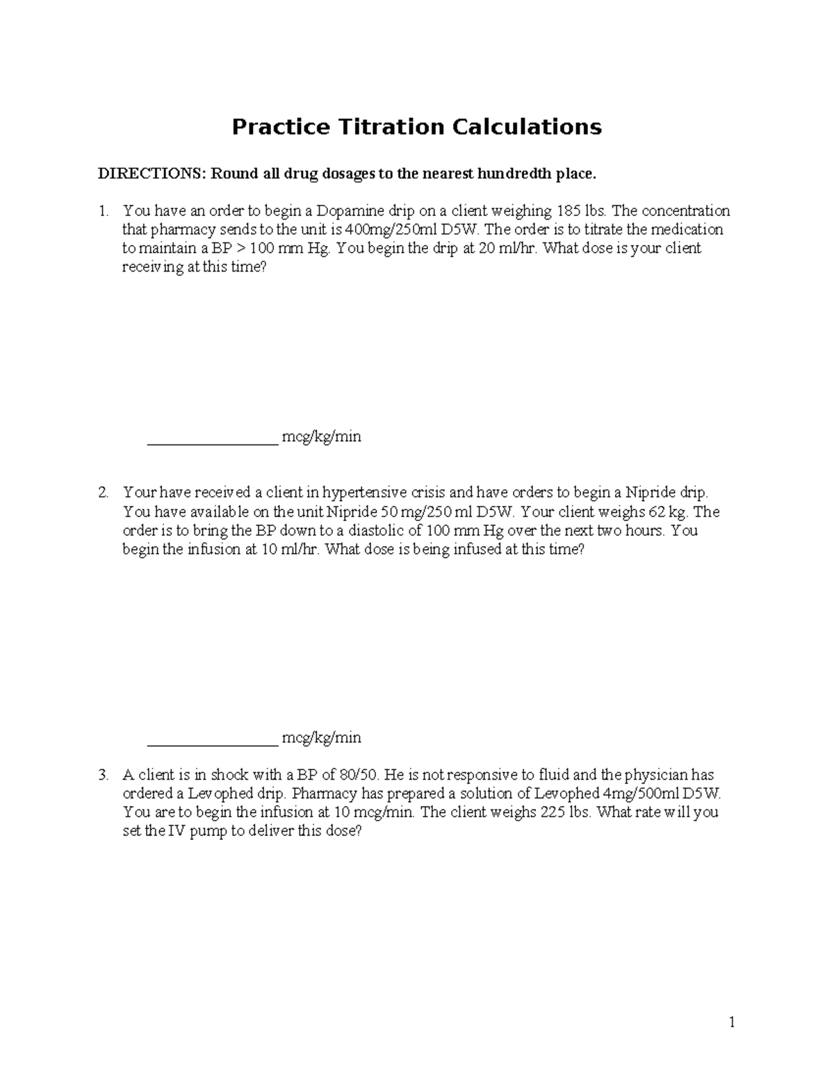 Practice Titration Calculations - Practice Titration Calculations ...