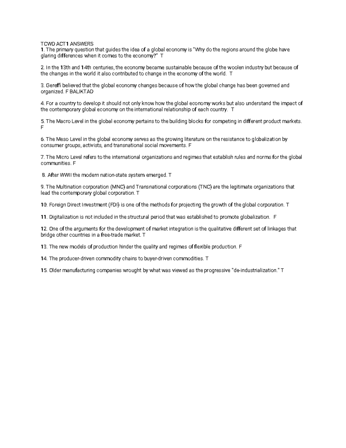 TCWD ACT1 Answers - TCWD ACTIVITY - TCWD ACT1 ANSWERS The primary ...