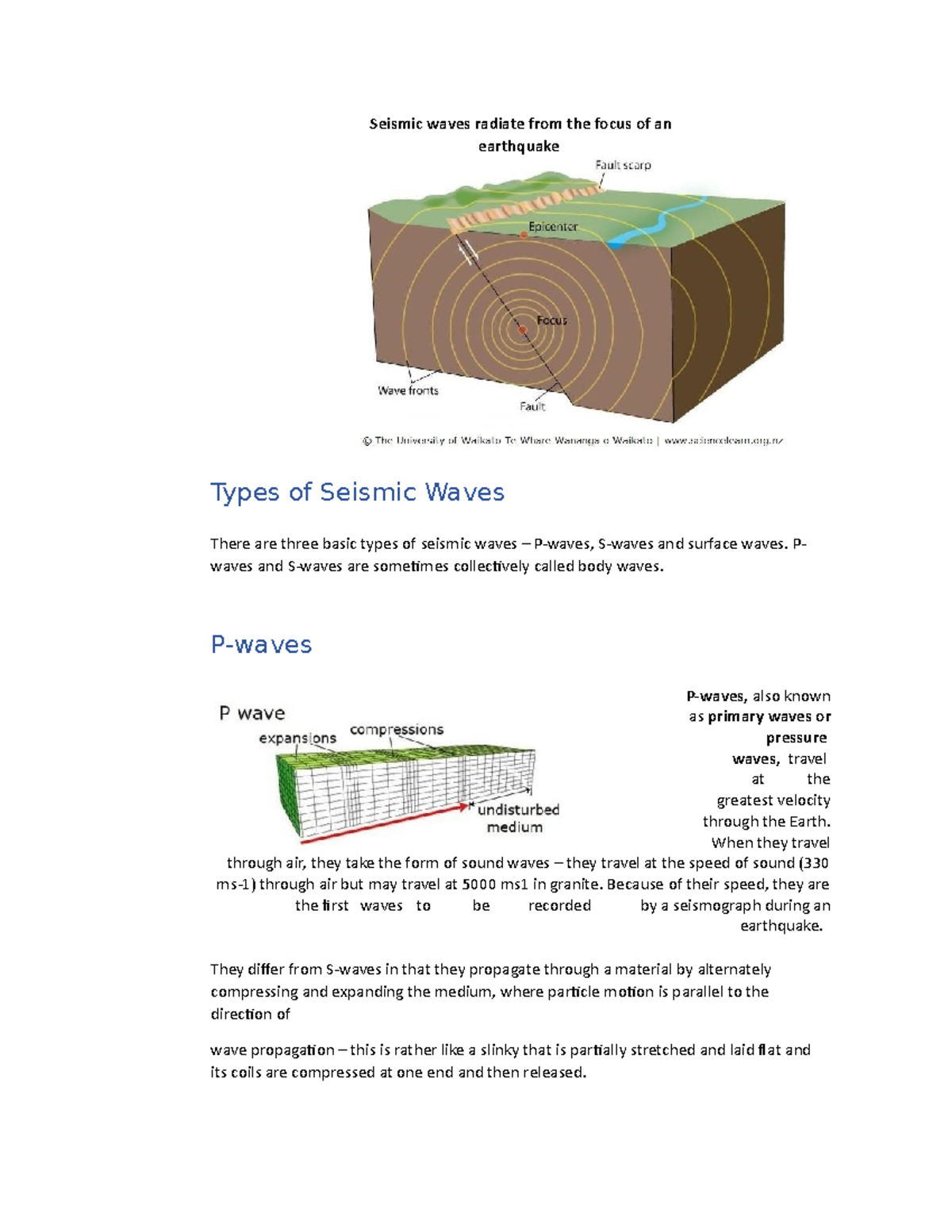 Environmental Science. Module 5 - Seismic waves radiate from the focus ...