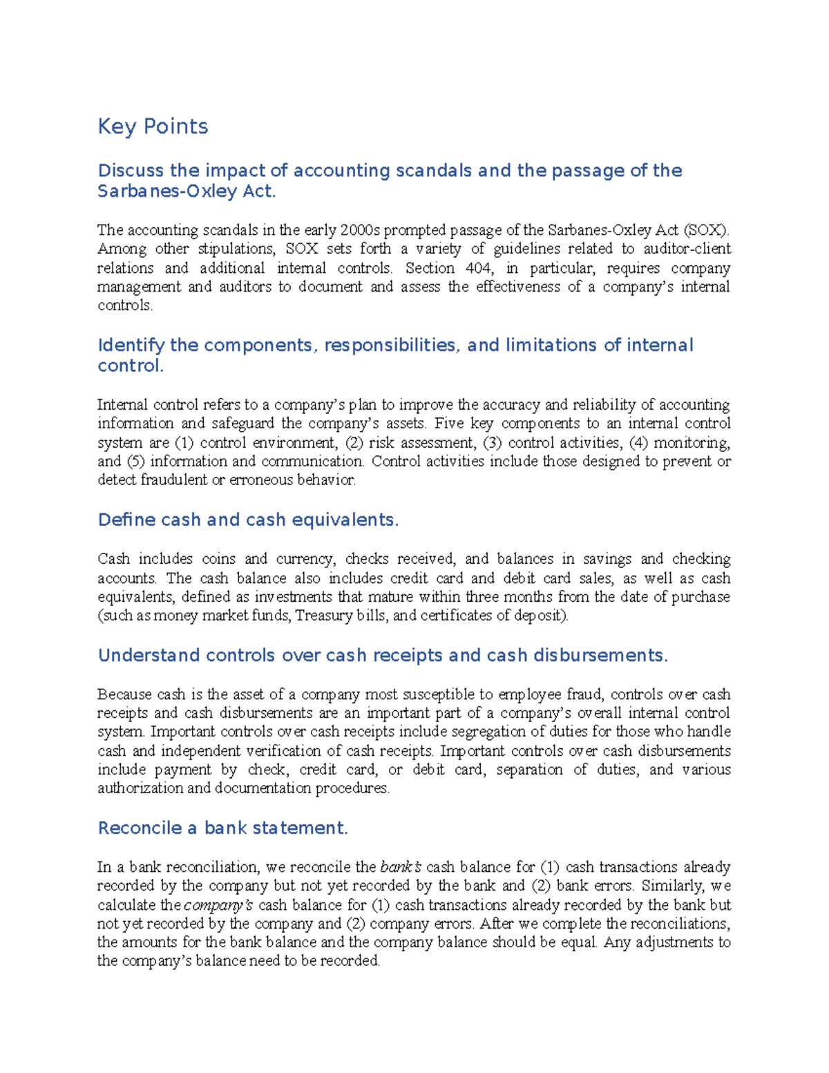 CH 4 Key Points - key point in ch 4 - Key Points Discuss the impact of ...