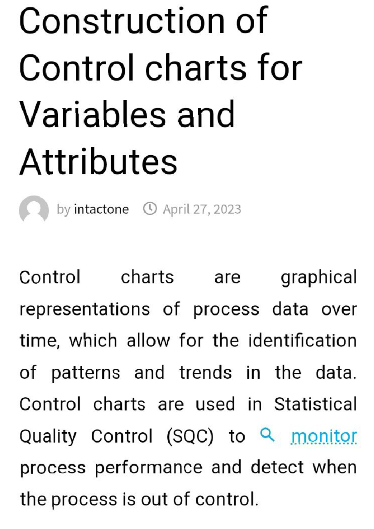 Quality management - Unit 3 - Construction of Control charts for ...
