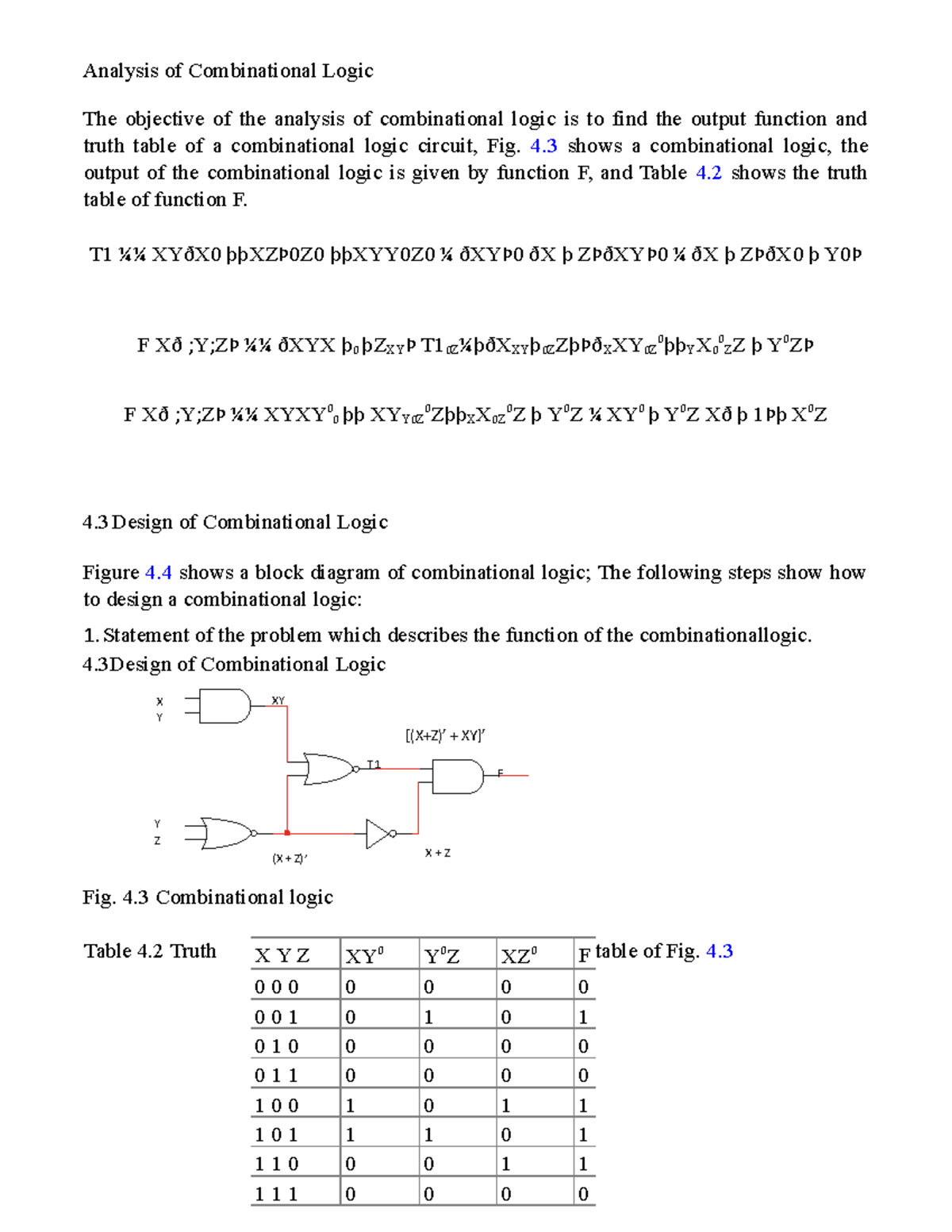 Analysis of Combinational Logic - 4 shows a combinational logic, the ...