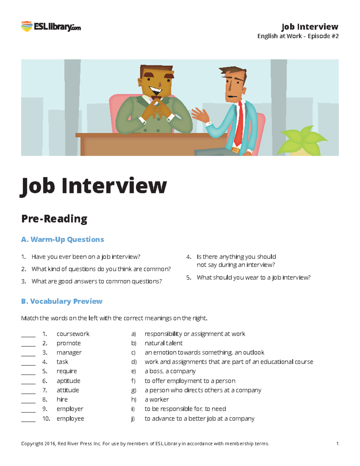 85 02 Job-Interview Can - English at Work – Episode # B. Vocabulary ...