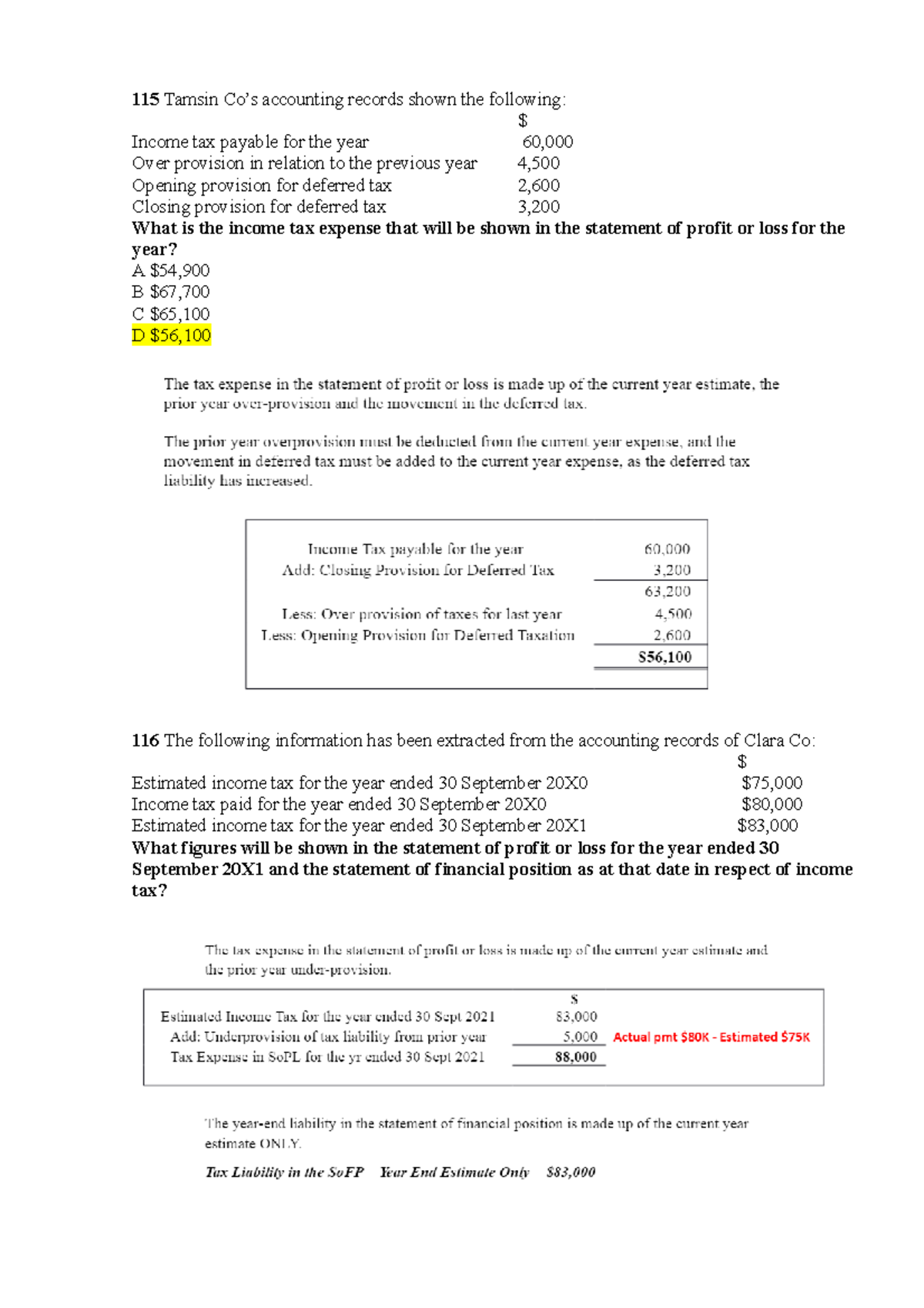 IAS 12 - International Financial Accounting - 115 Tamsin Co’s ...