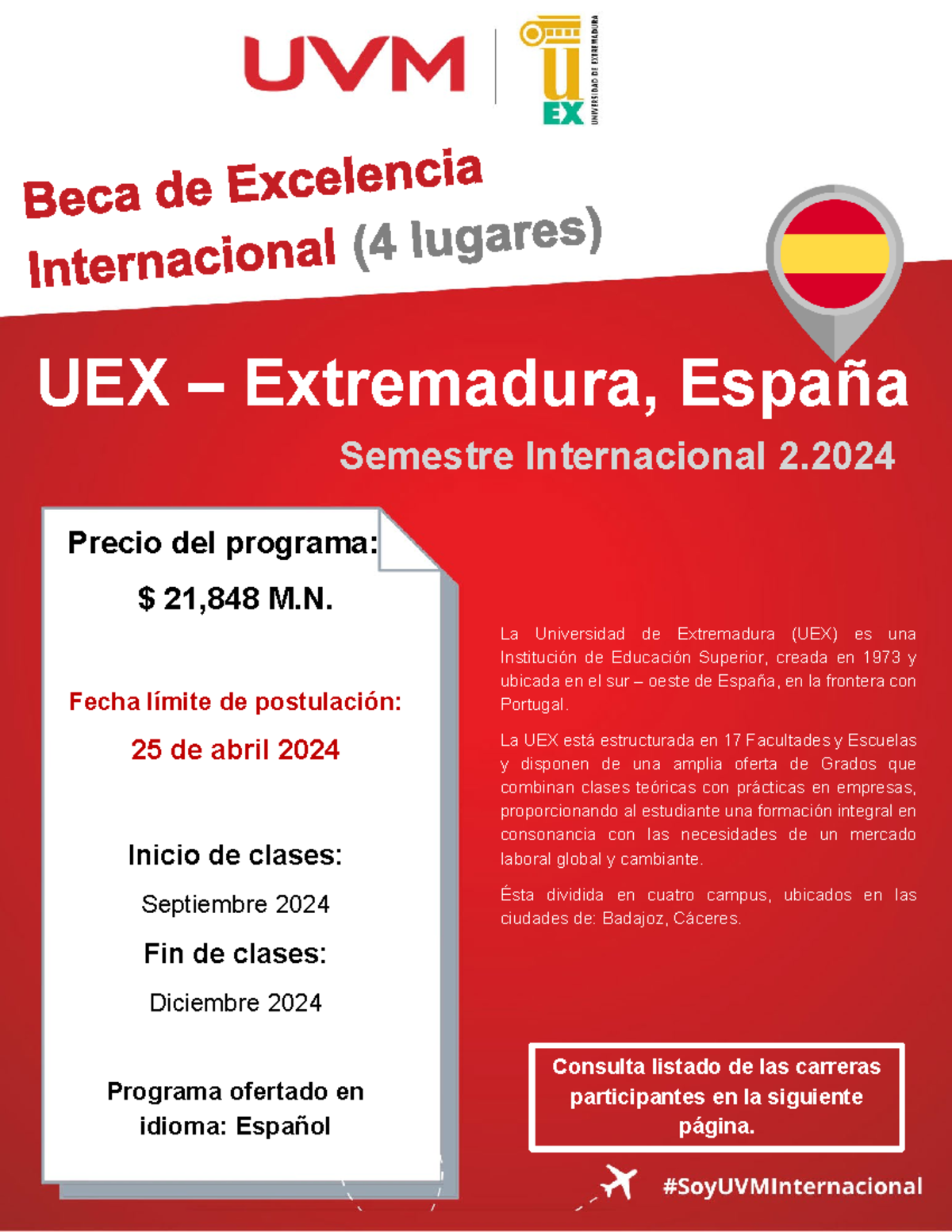 Convocatoria UEX 2.2024 Semestre Internacional - UEX – Extremadura, España Semestre ...