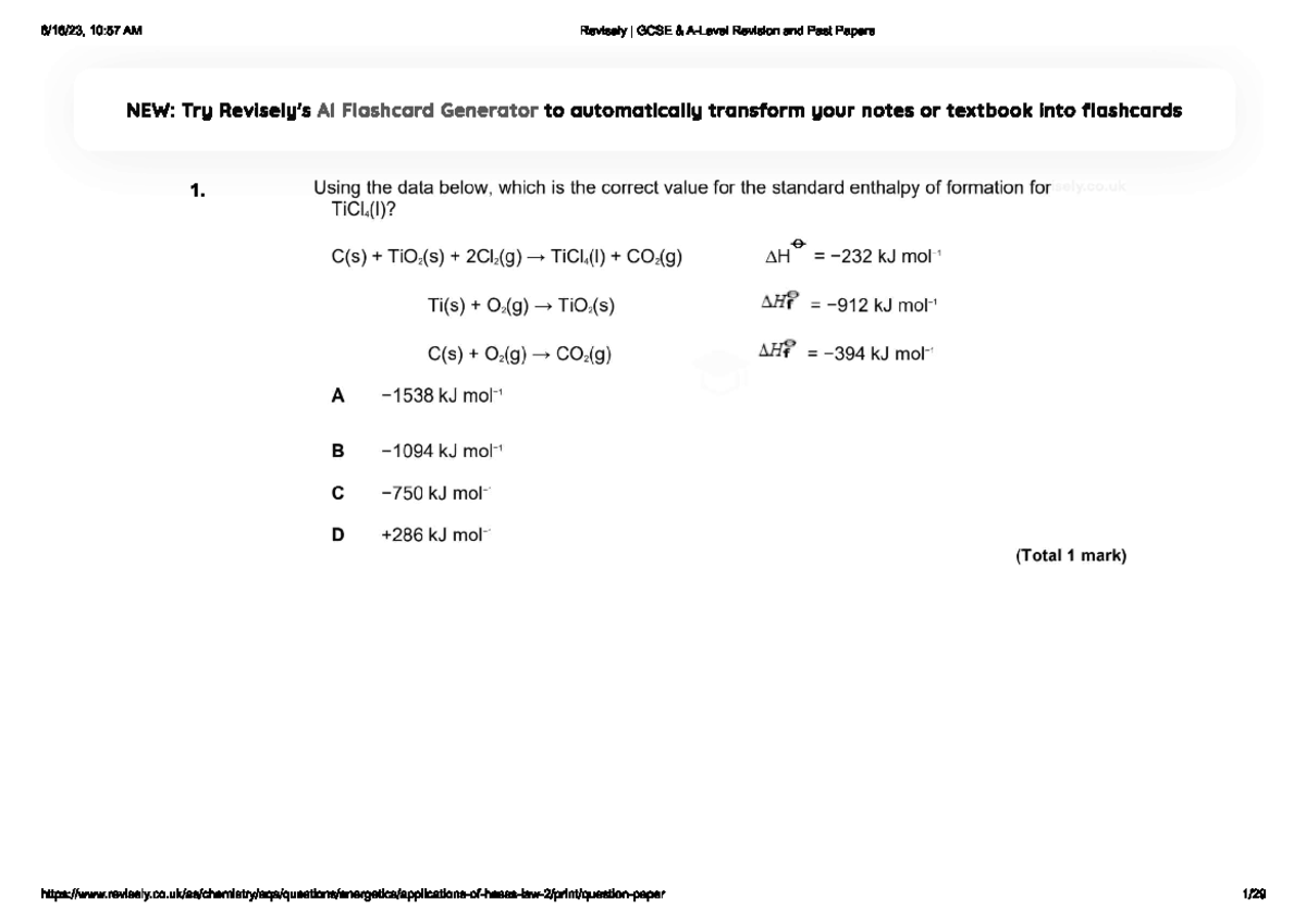 Hess's law - Revision Notes - CHEM253 - Studocu