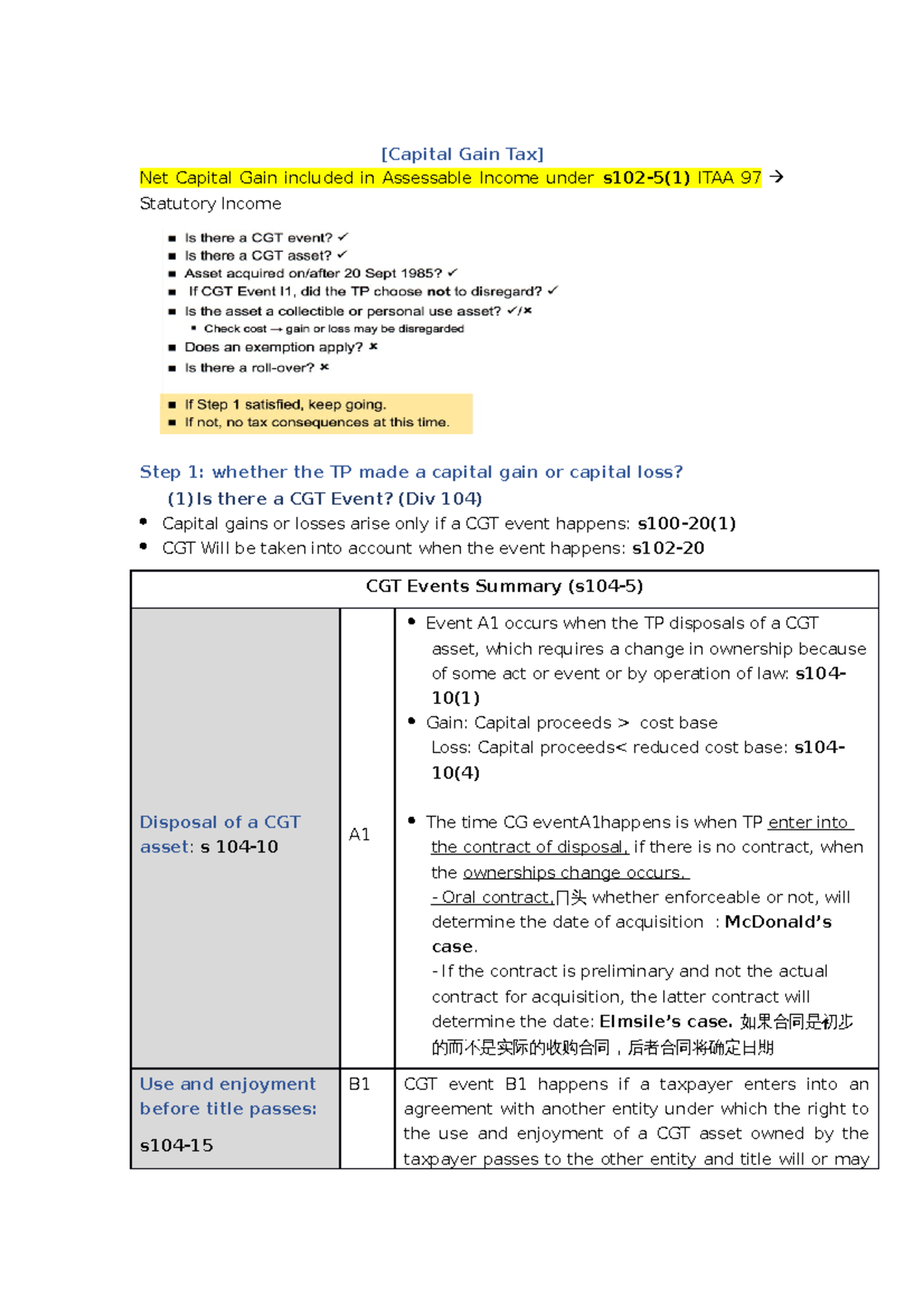 Week3 Capital Gain Tax - [Capital Gain Tax] Net Capital Gain included ...