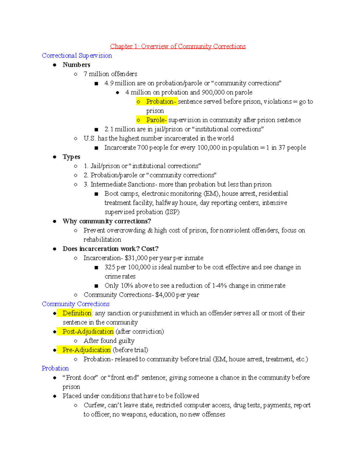 Chapter 1 Overview of Community Corrections - Chapter 1: Overview of ...