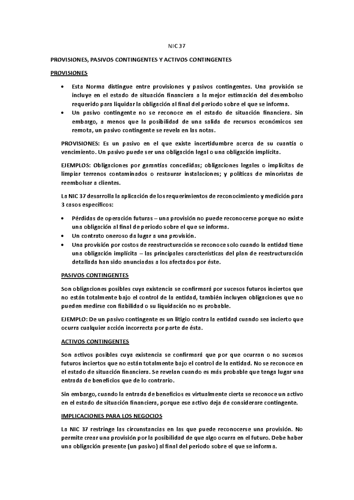 NIC 37Ejemplo - nic 37 inter - NIC 37 PROVISIONES, PASIVOS CONTINGENTES ...