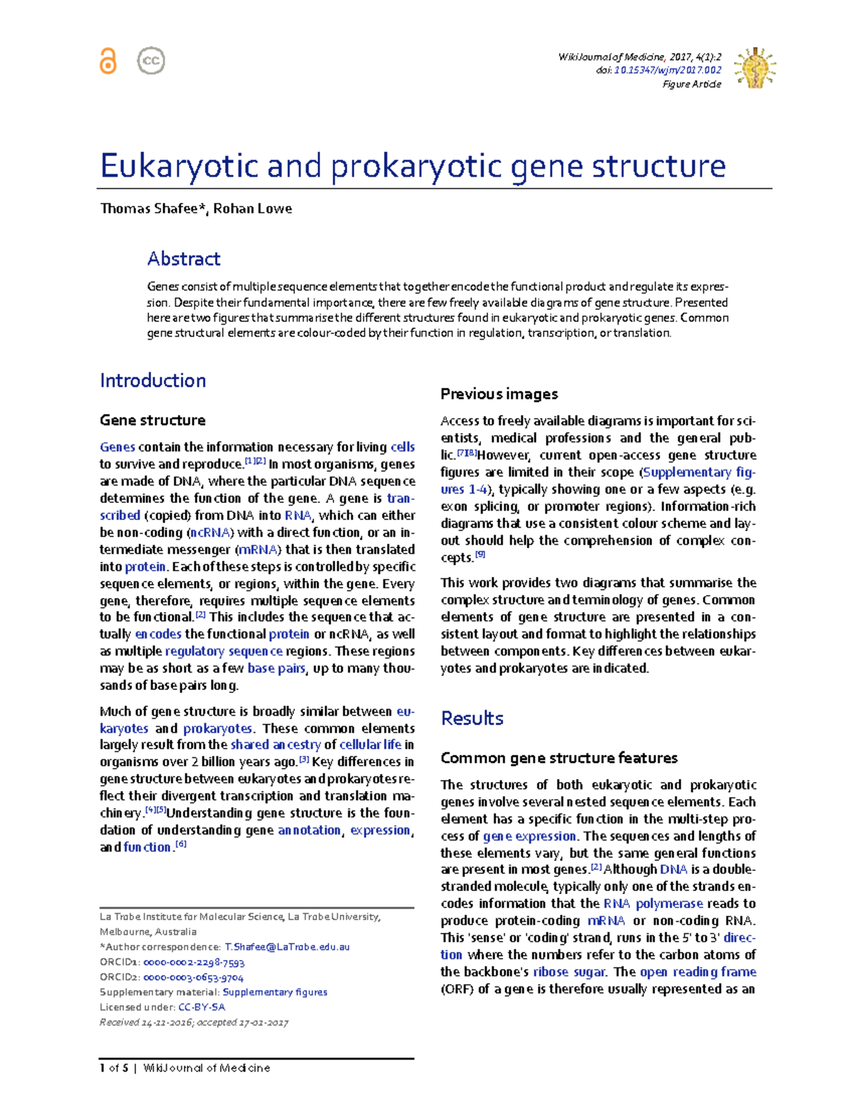 Eukaryotic and prokaryotic gene structure - doi: 10/wjm/2017. Figure ...