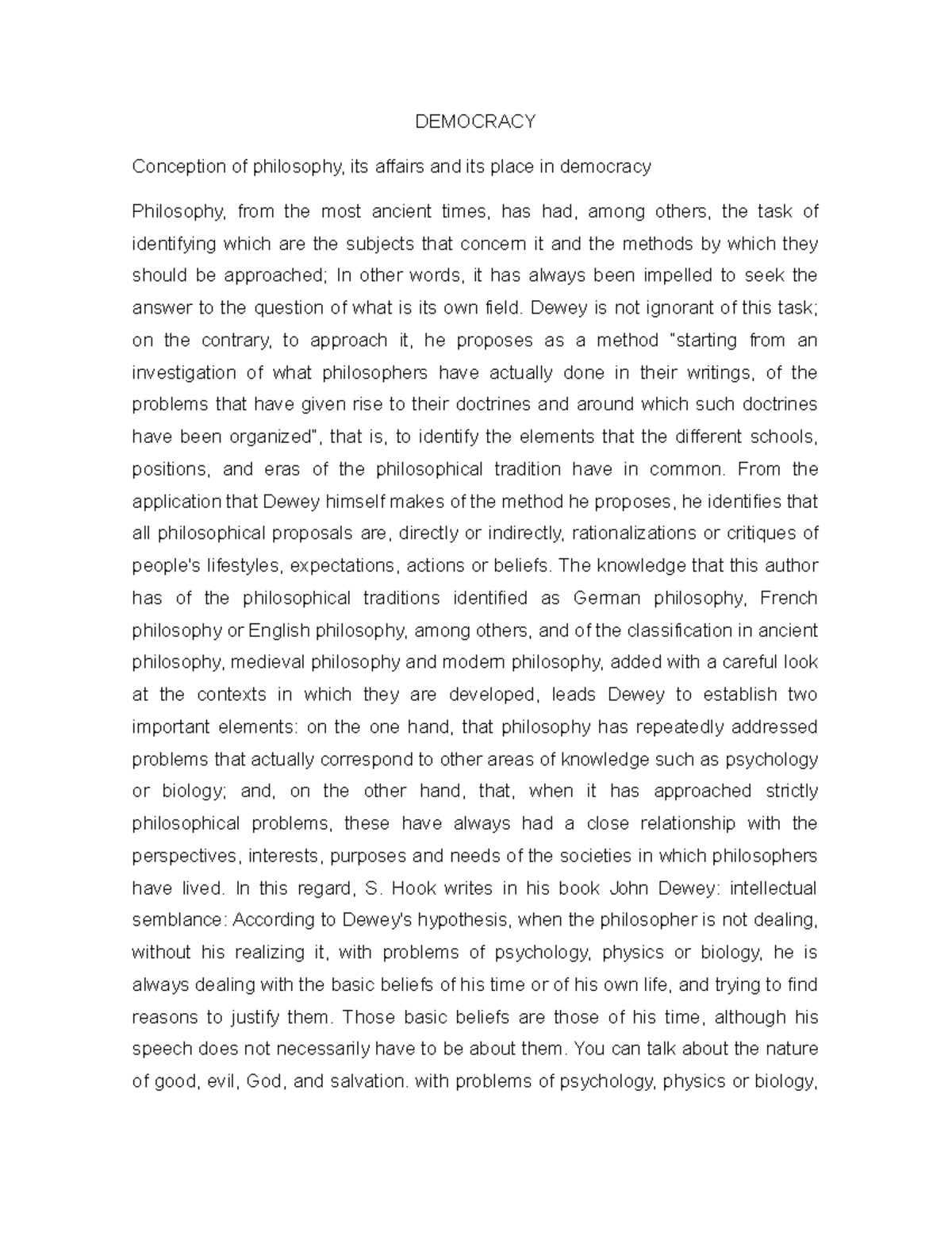 Democracy - DEMOCRACY Conception of philosophy, its affairs and its ...