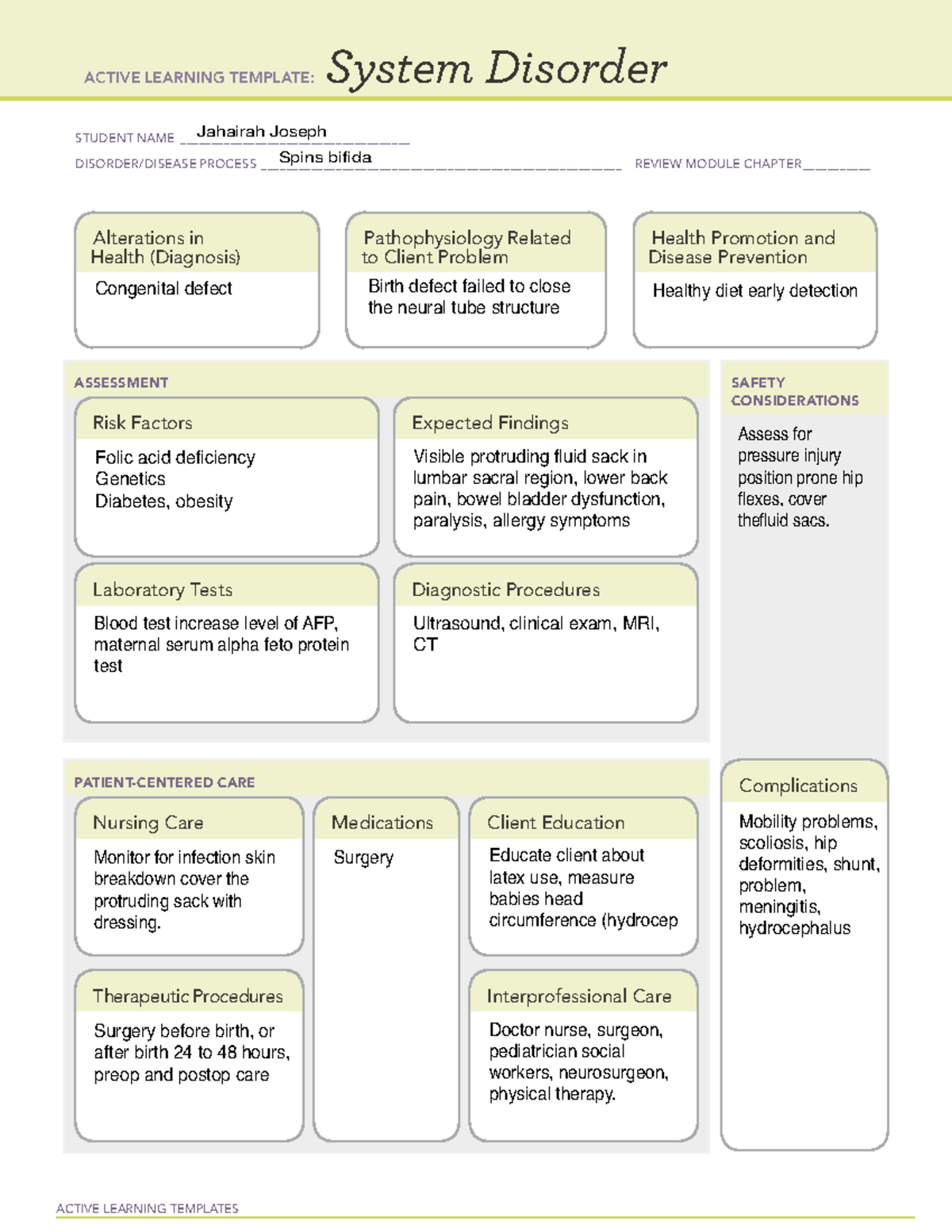 System disorder restricted 3 - ACTIVE LEARNING TEMPLATES System ...
