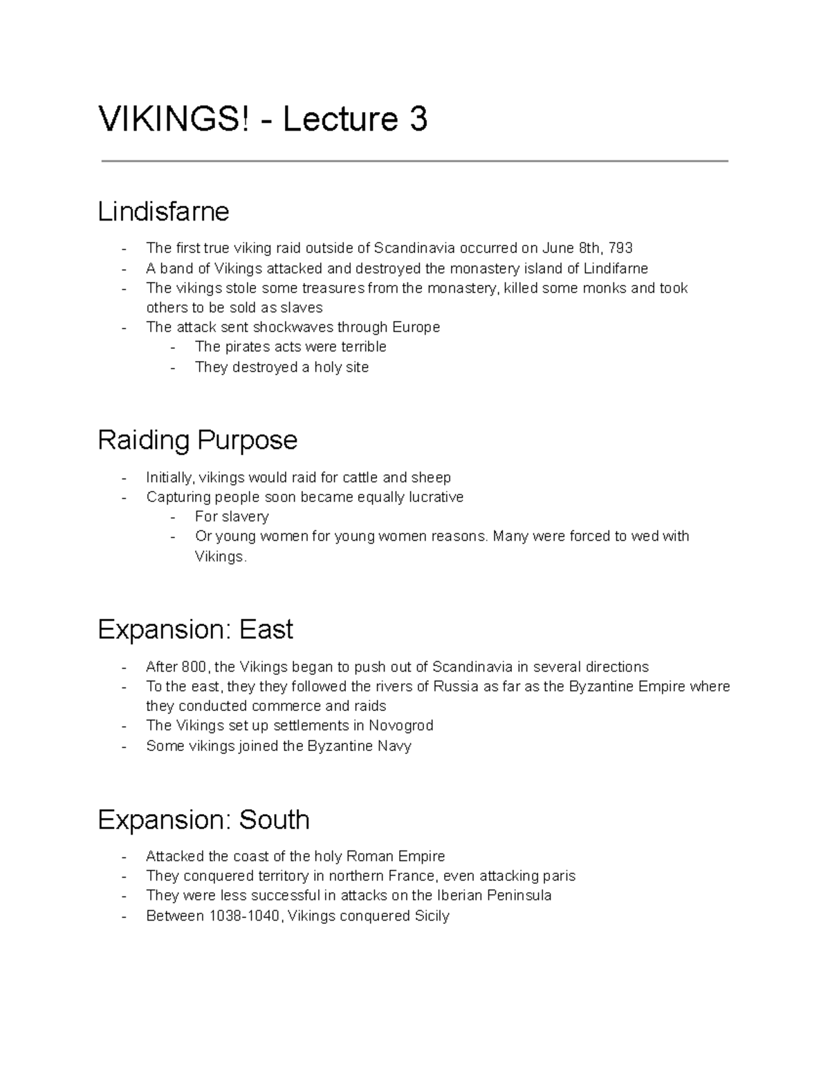 Vikings - Lecture 3 - VIKINGS! - Lecture 3 Lindisfarne - The first true ...