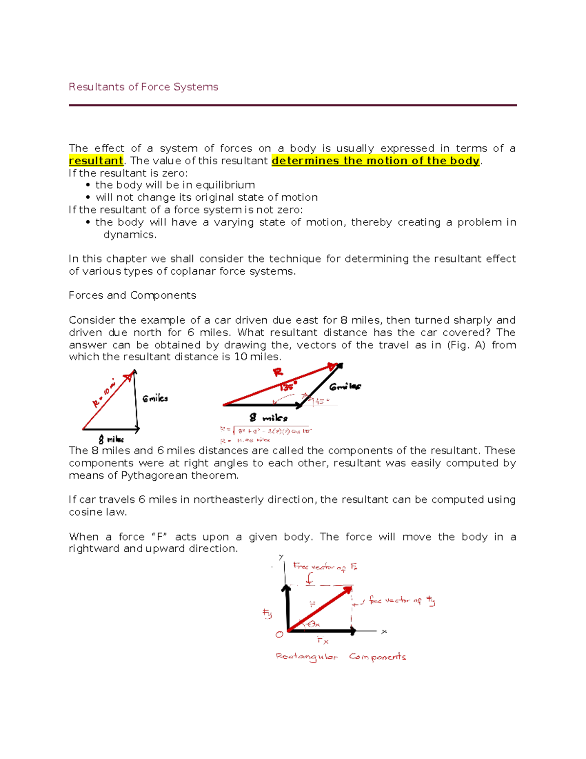 Lec 2 Resultant of Force System 5 - Resultants of Force Systems The effect of a system of forces ...