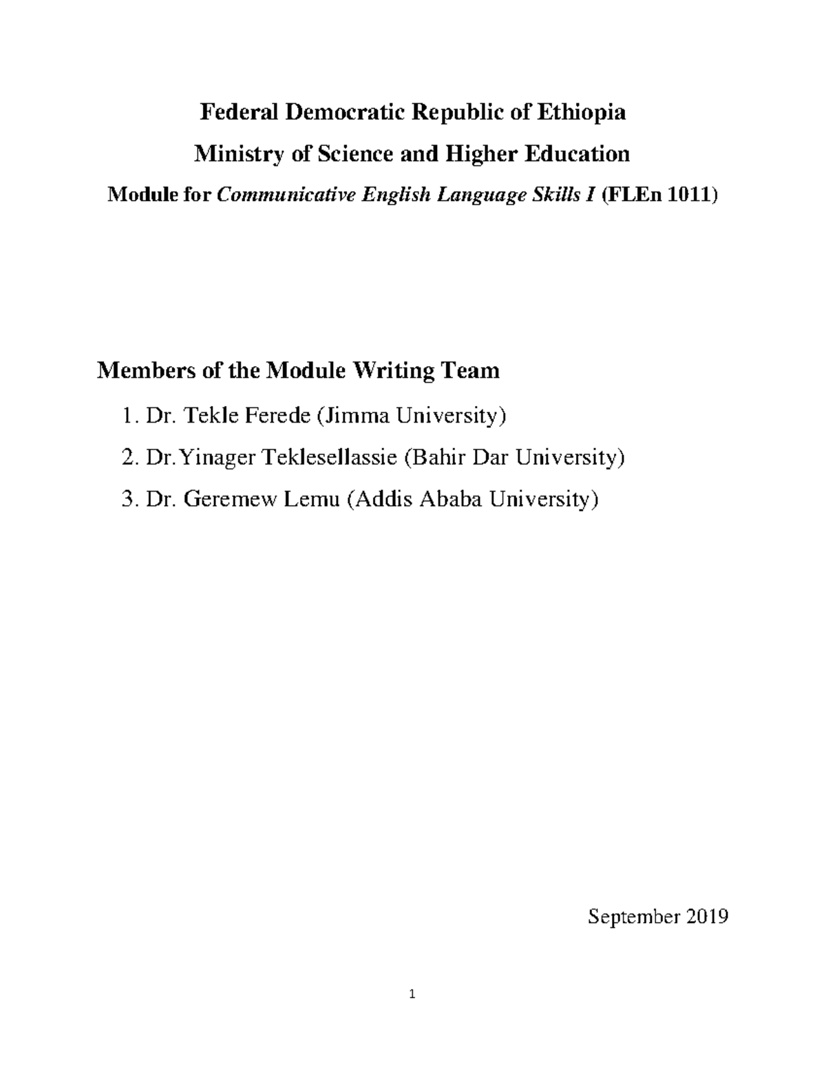 English - niggler - Federal Democratic Republic of Ethiopia Ministry of ...