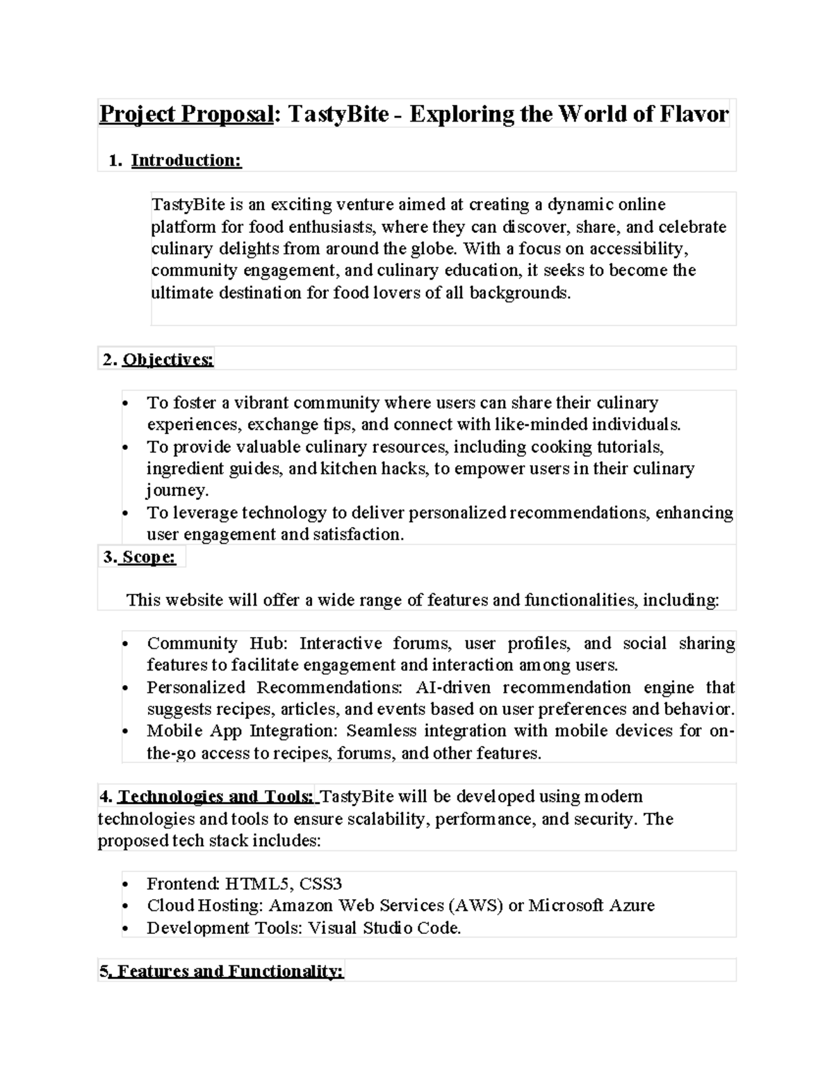 Project Proposal - Introduction: TastyBite is an exciting venture aimed ...