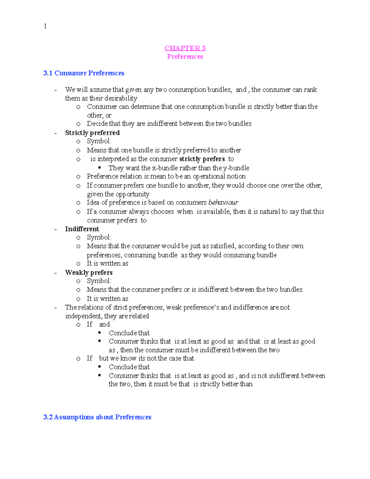 Chapter 3 - Preferences - ECON 301 - Concordia - Studocu