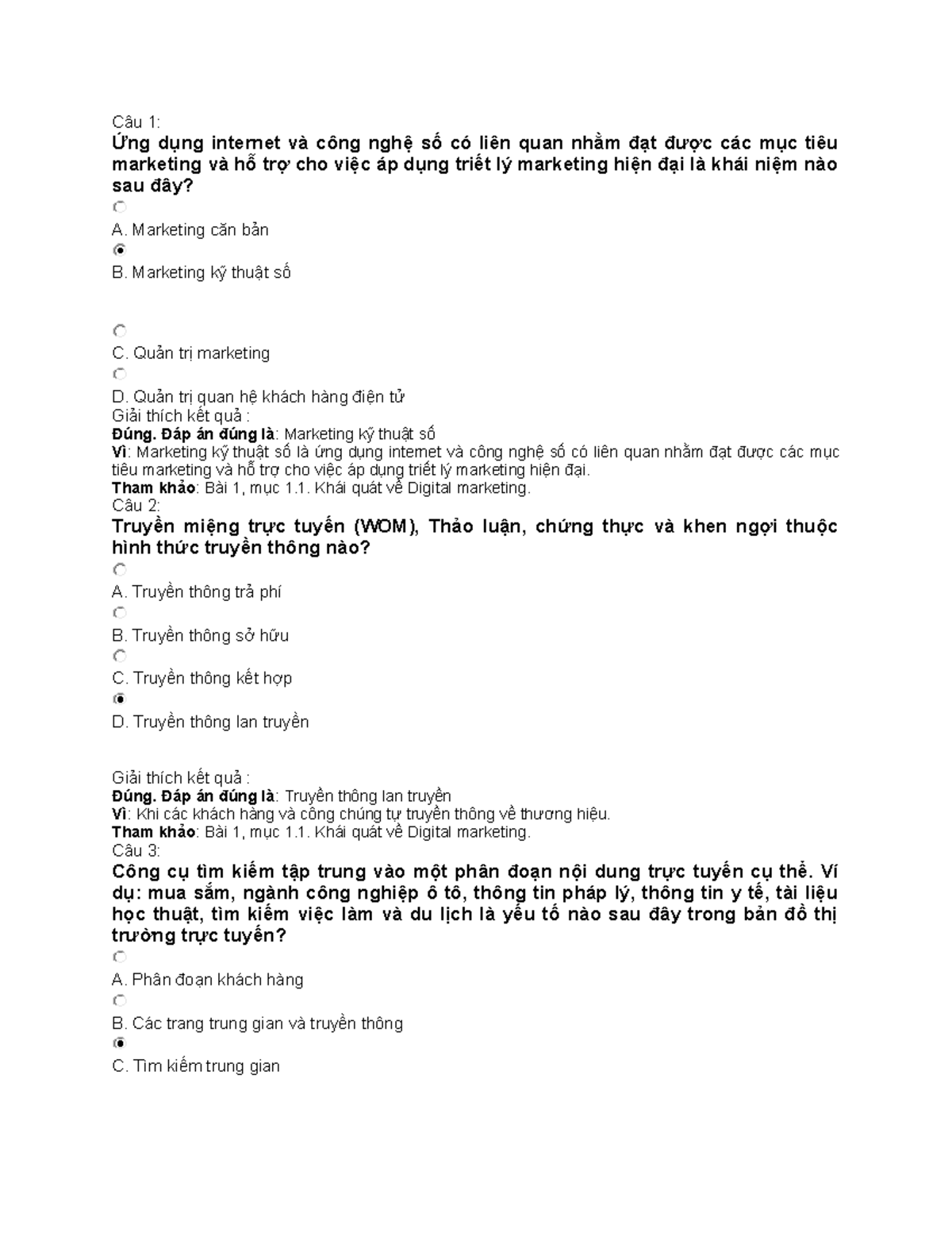 BTGK1 - bài tập giữa kì - Câu 1: Ứng dụng internet và công nghệ số có liên quan nhằm đạt được ...