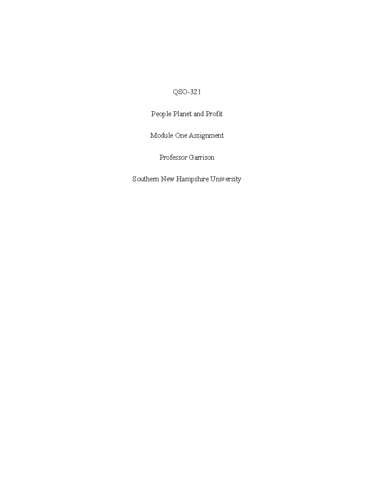 Module 1 assignment 1 - QSO- People Planet and Profit Module One ...